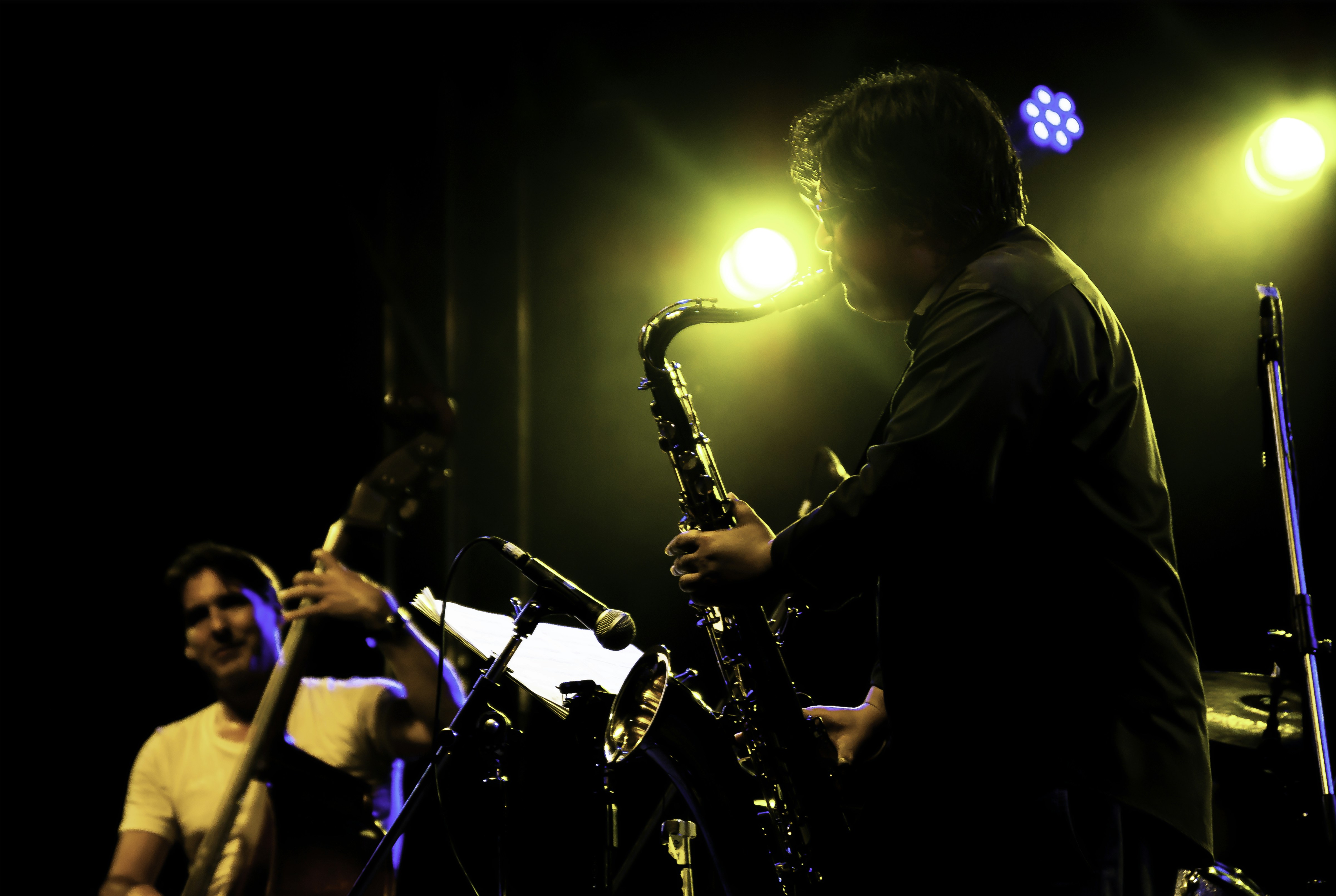 A man playing a saxophone on a stage photo – Free Human Image on Unsplash