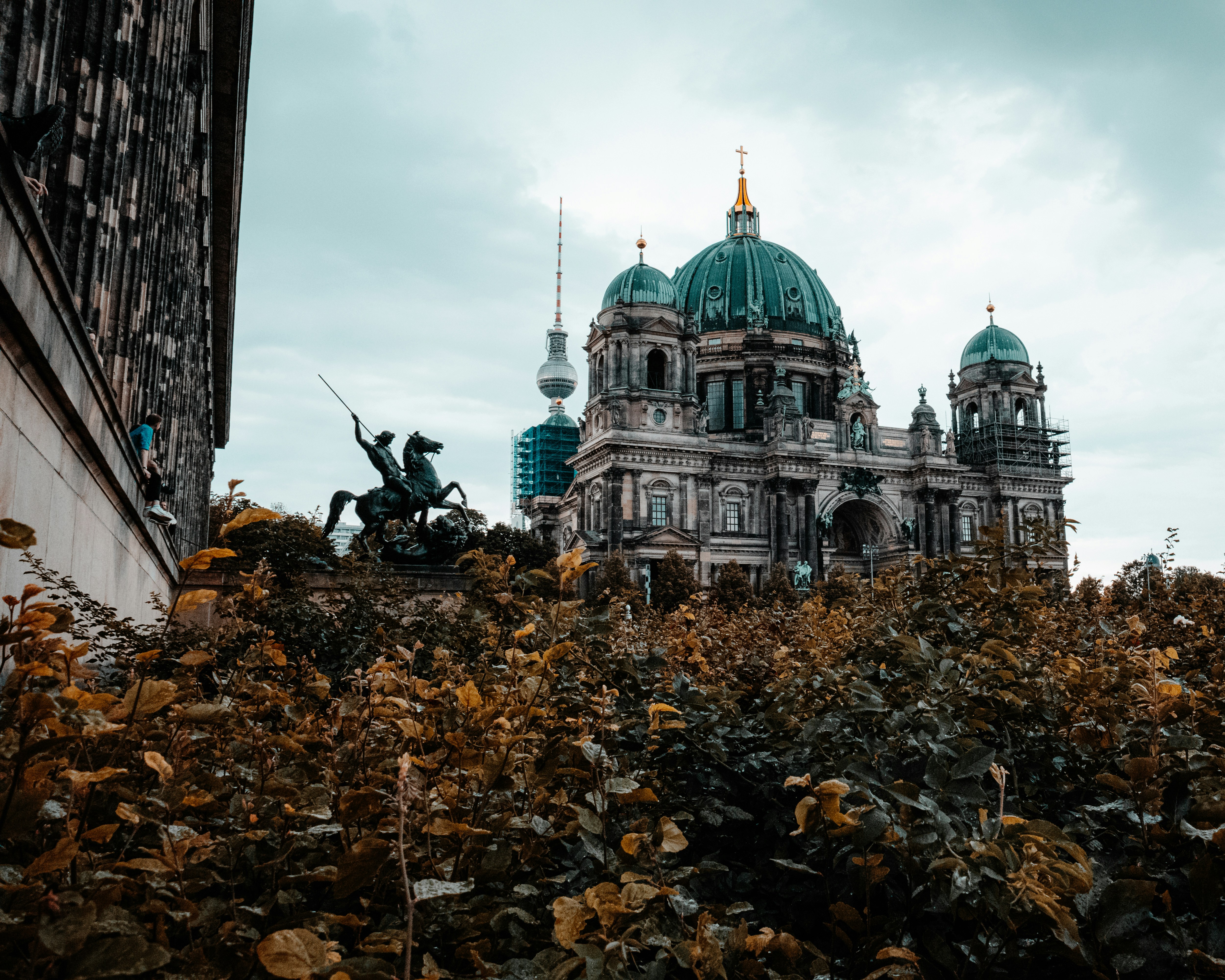 Autumn Veil over a City Cathedral: Copper Domes and the Bronze Rider