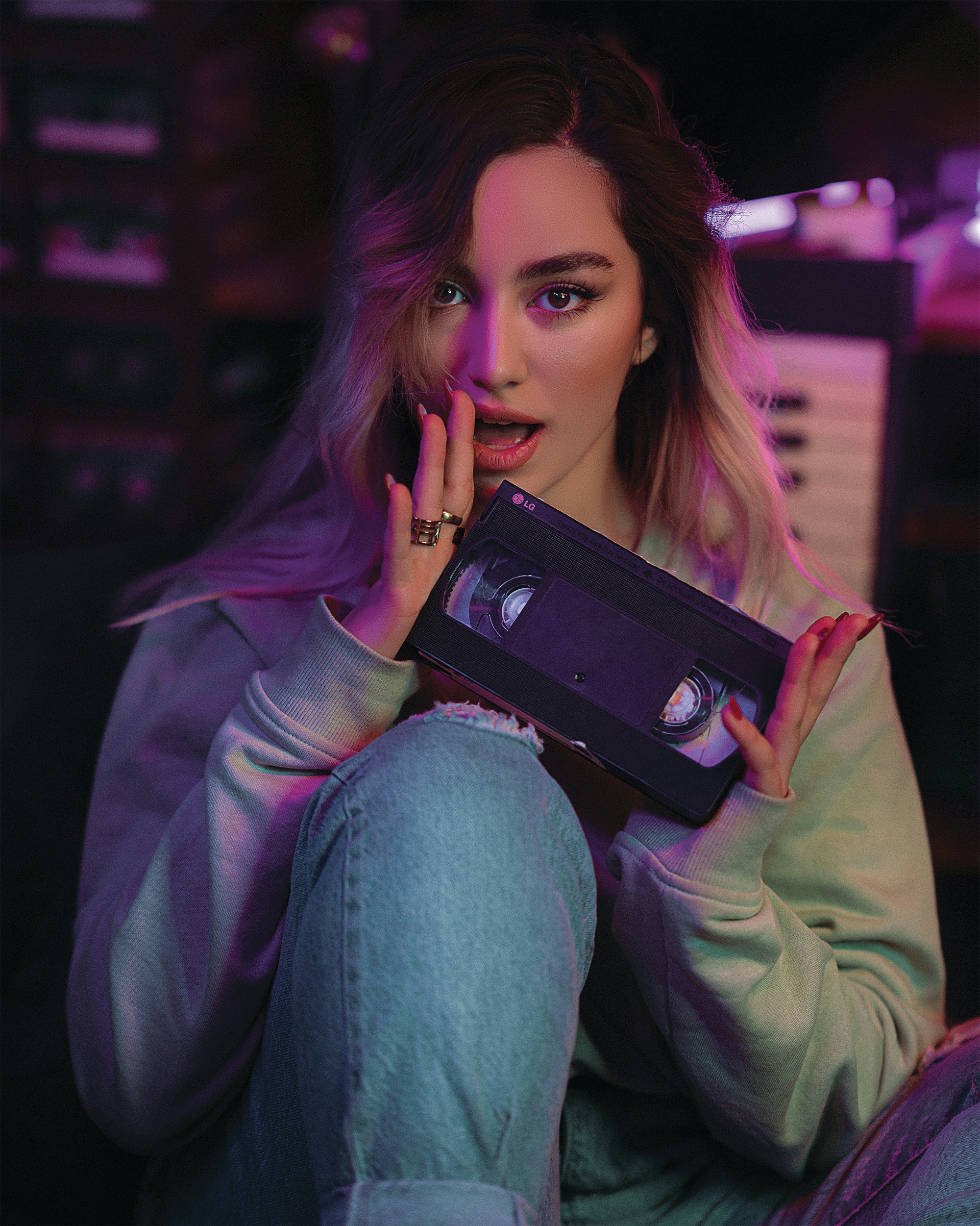 Violet Tape Reverie: A Neon-Soaked Moment