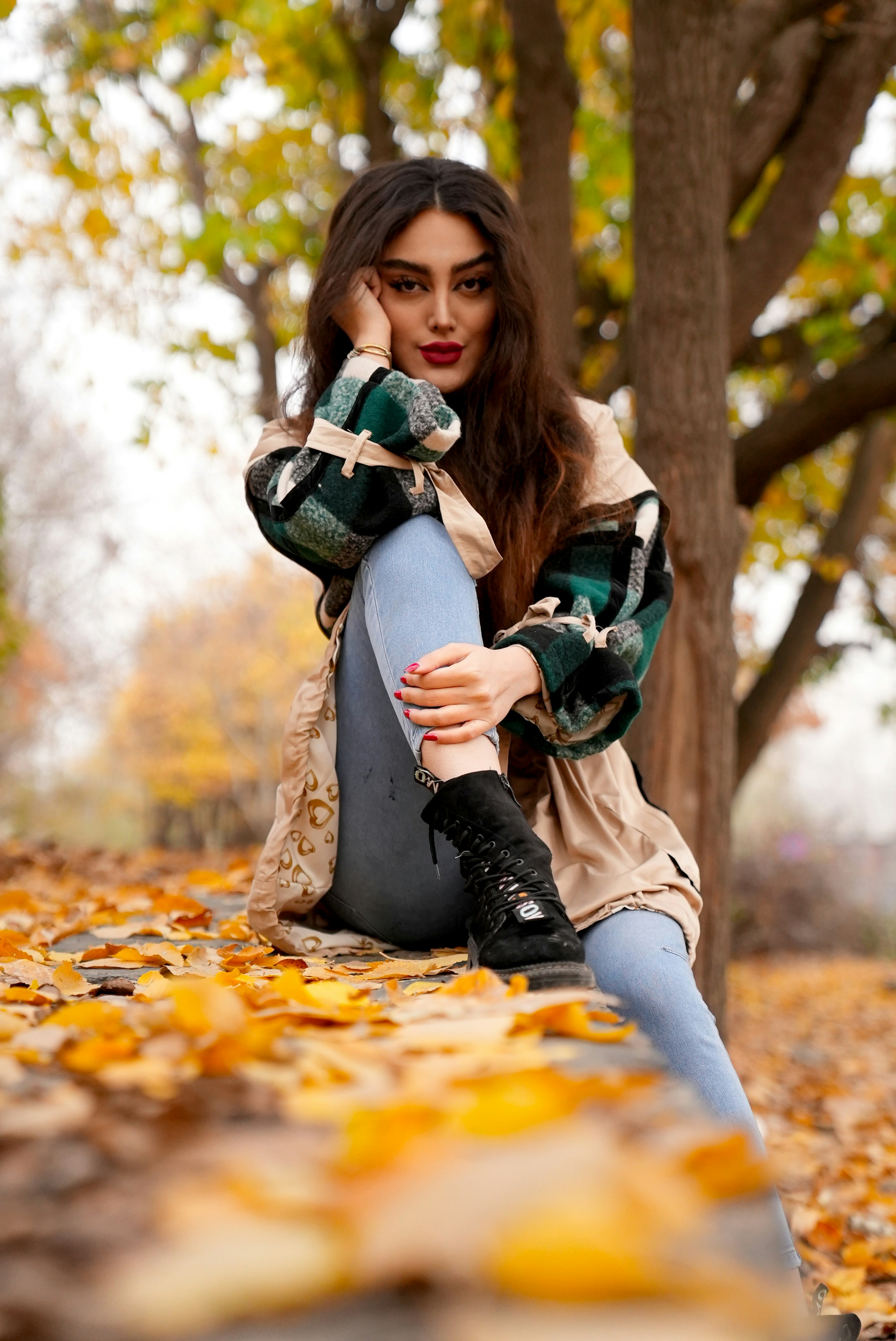 Autumn Quiet: A Contemplative Portrait on the Leaf-Littered Path