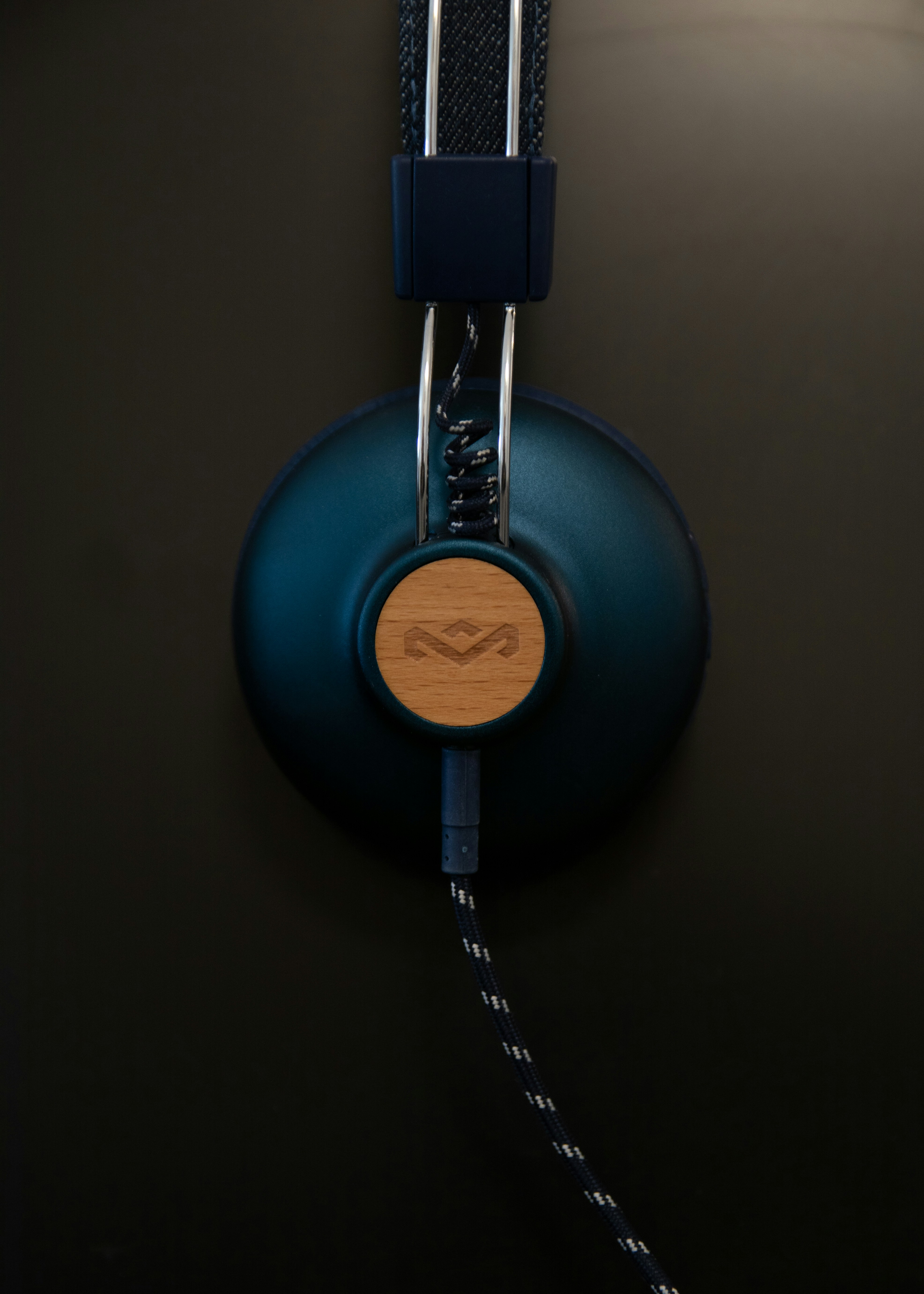a pair of headphones sitting on top of a table