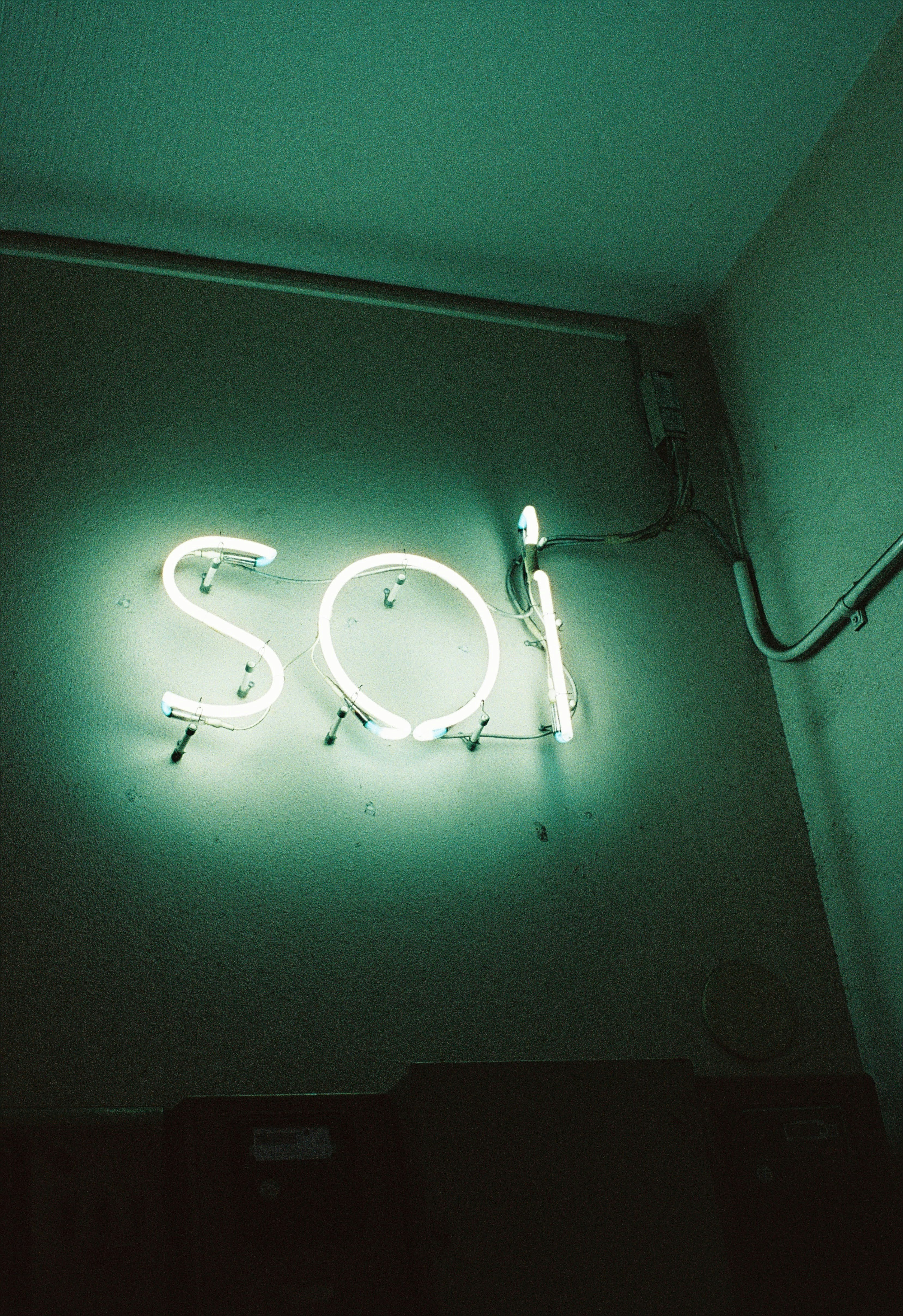Emerald Neon in a Concrete Corner