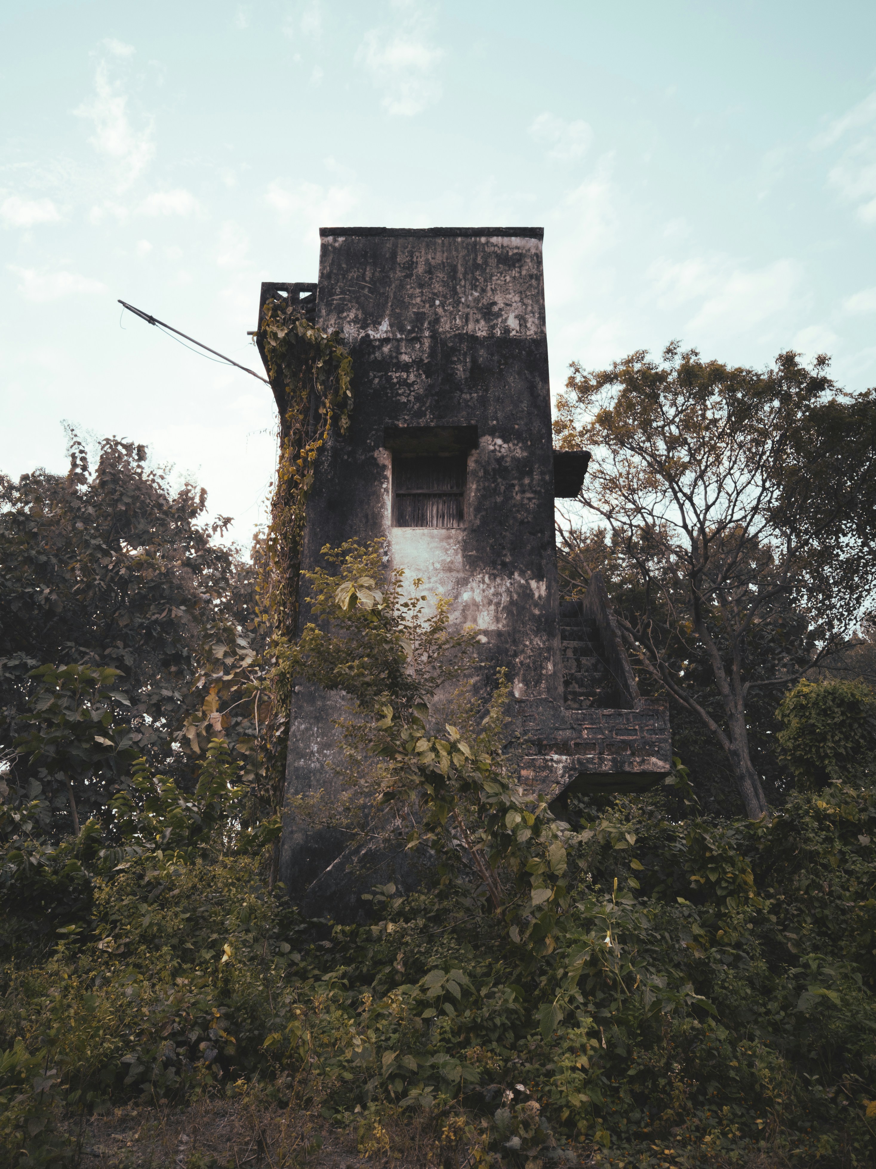 Overgrown Watchtower in Quiet Twilight