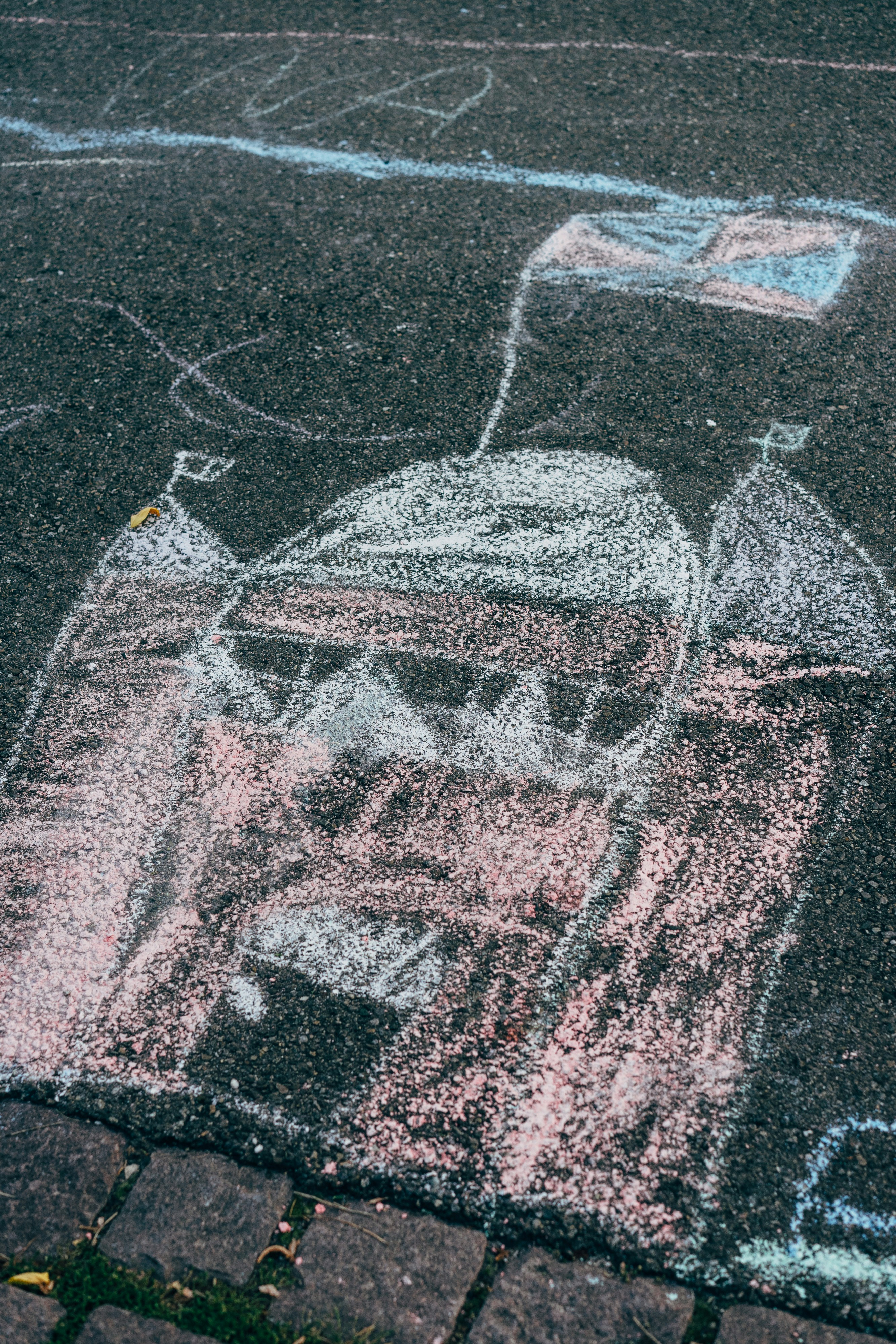 A chalk drawing of a building on a sidewalk photo – Free Grey Image on ...