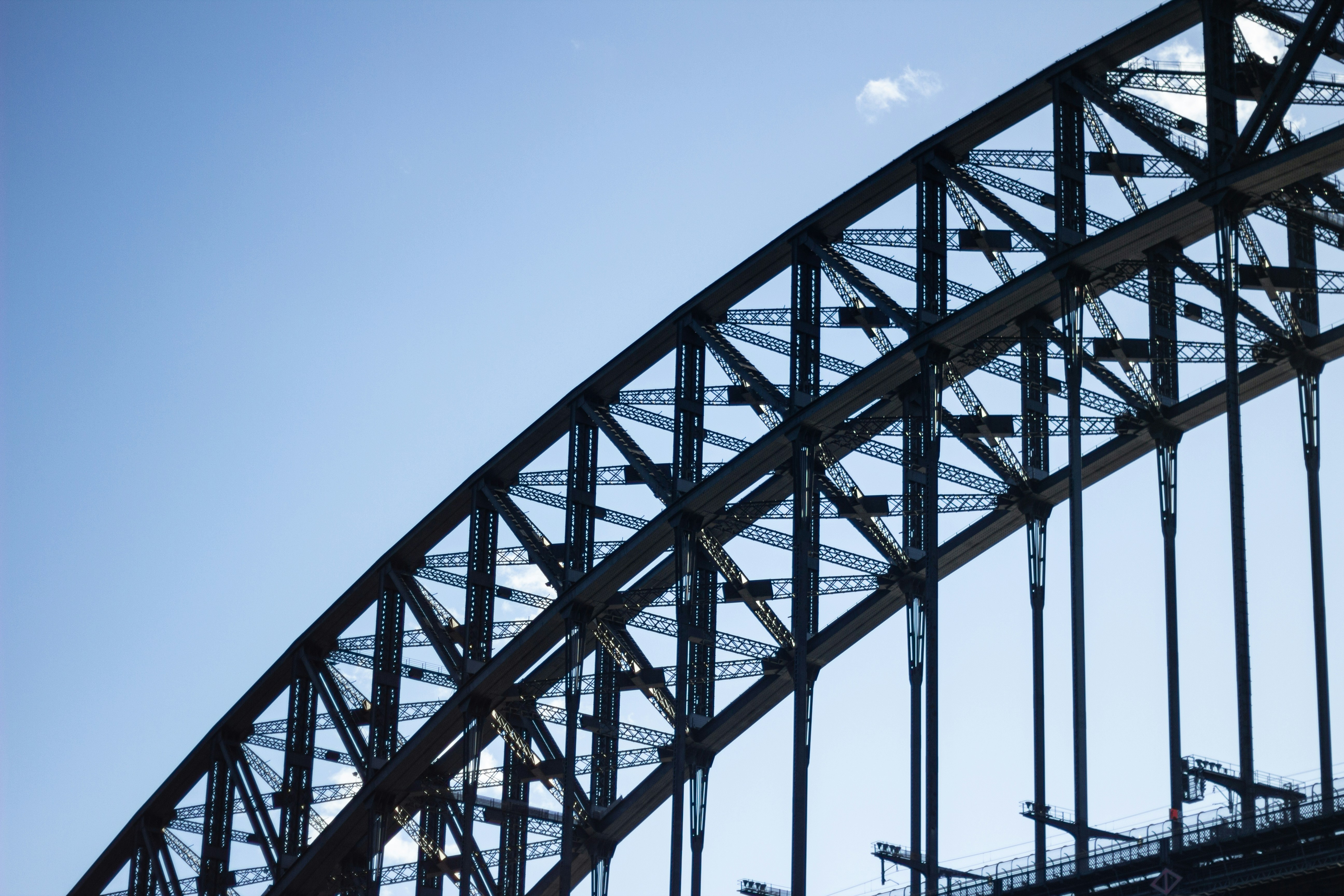 Curved Steel Arches: Quiet Geometry of a Bridge Under a Pale Sky