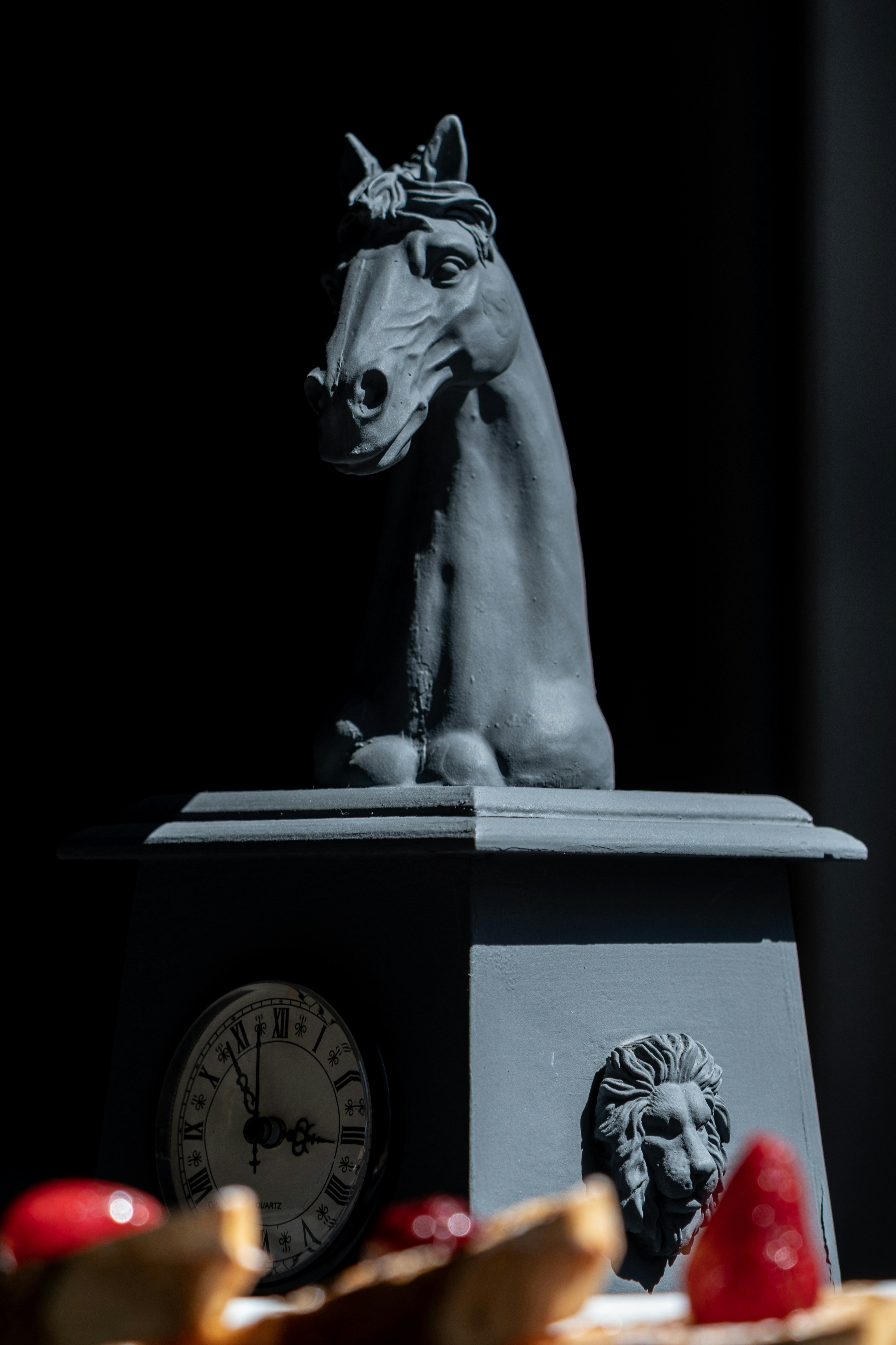 Nocturne of the Steed: A Marble Horse Guarding the Clock