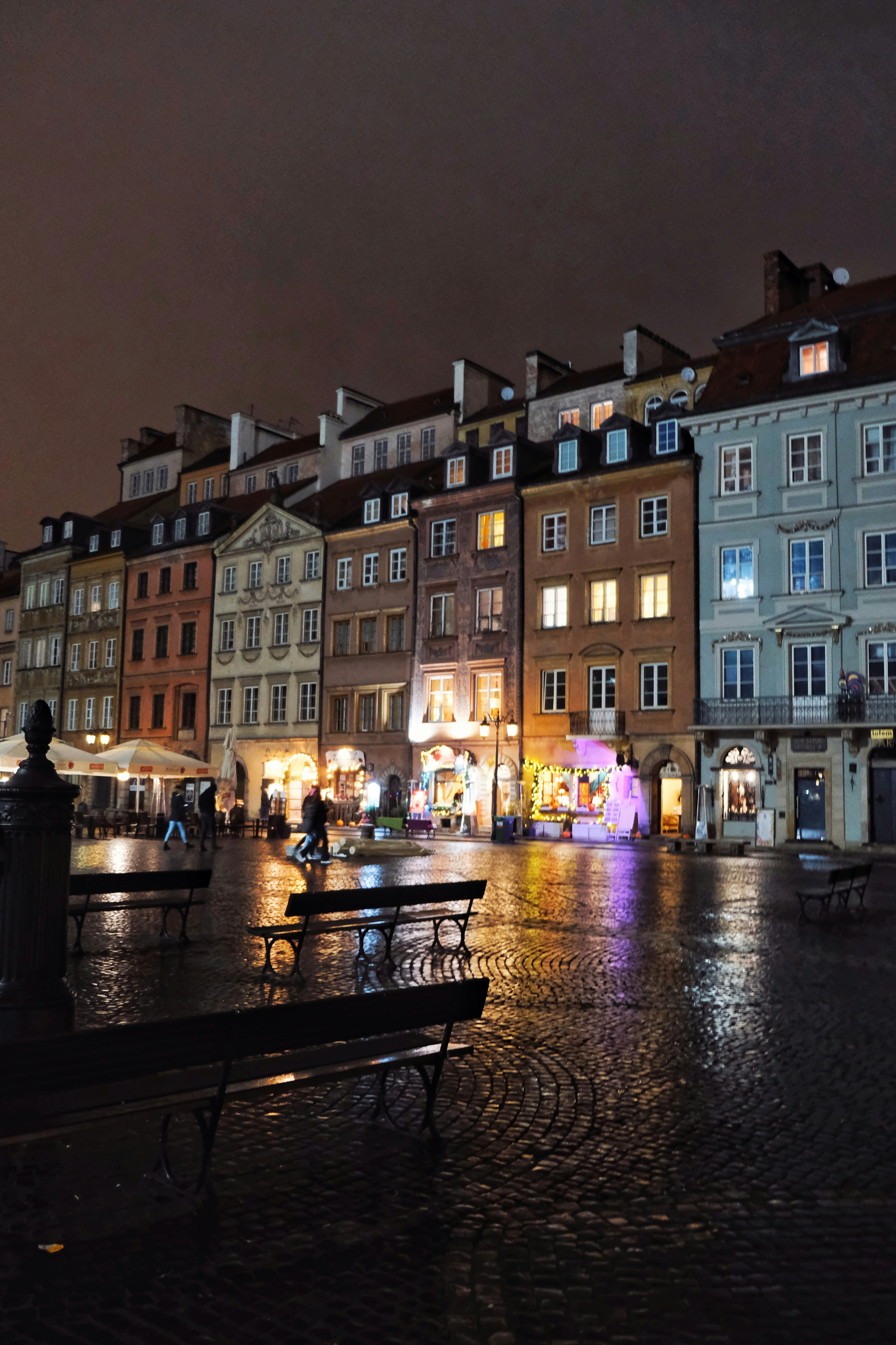 Nightfall on the Colorful Townhouse Row