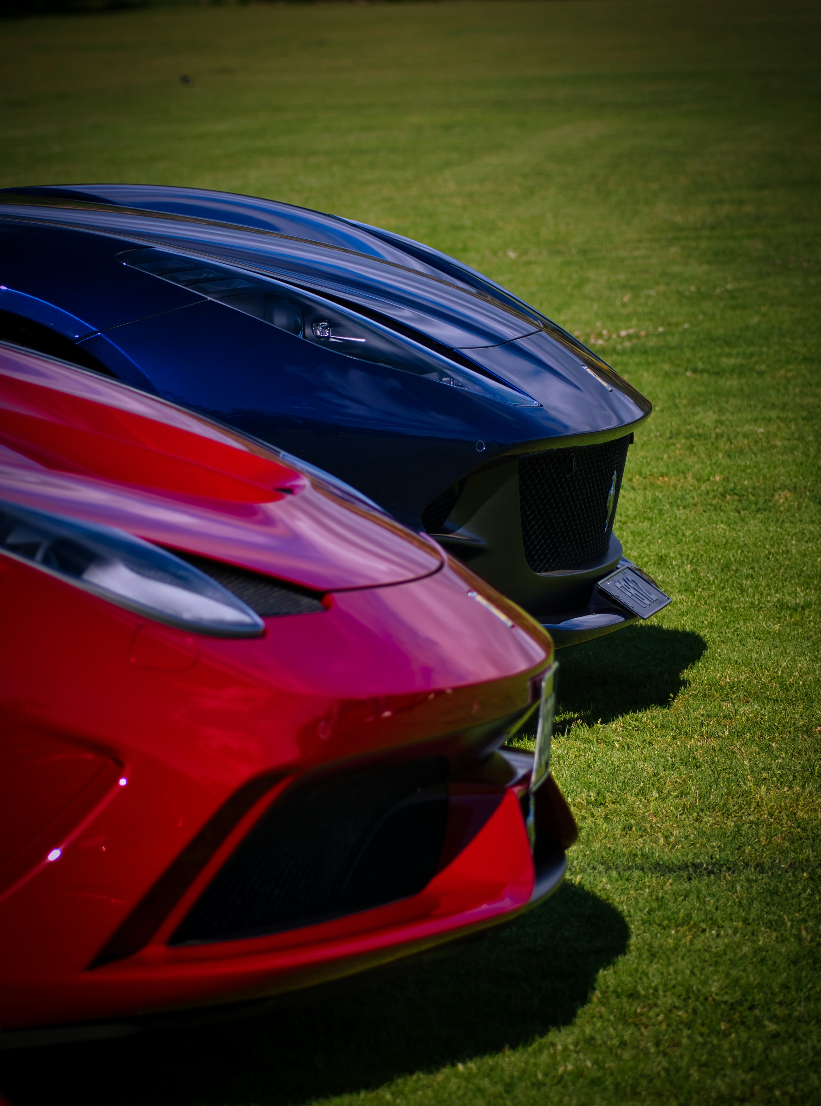 Two sports cars parked side by side in the grass photo – Free Machine ...