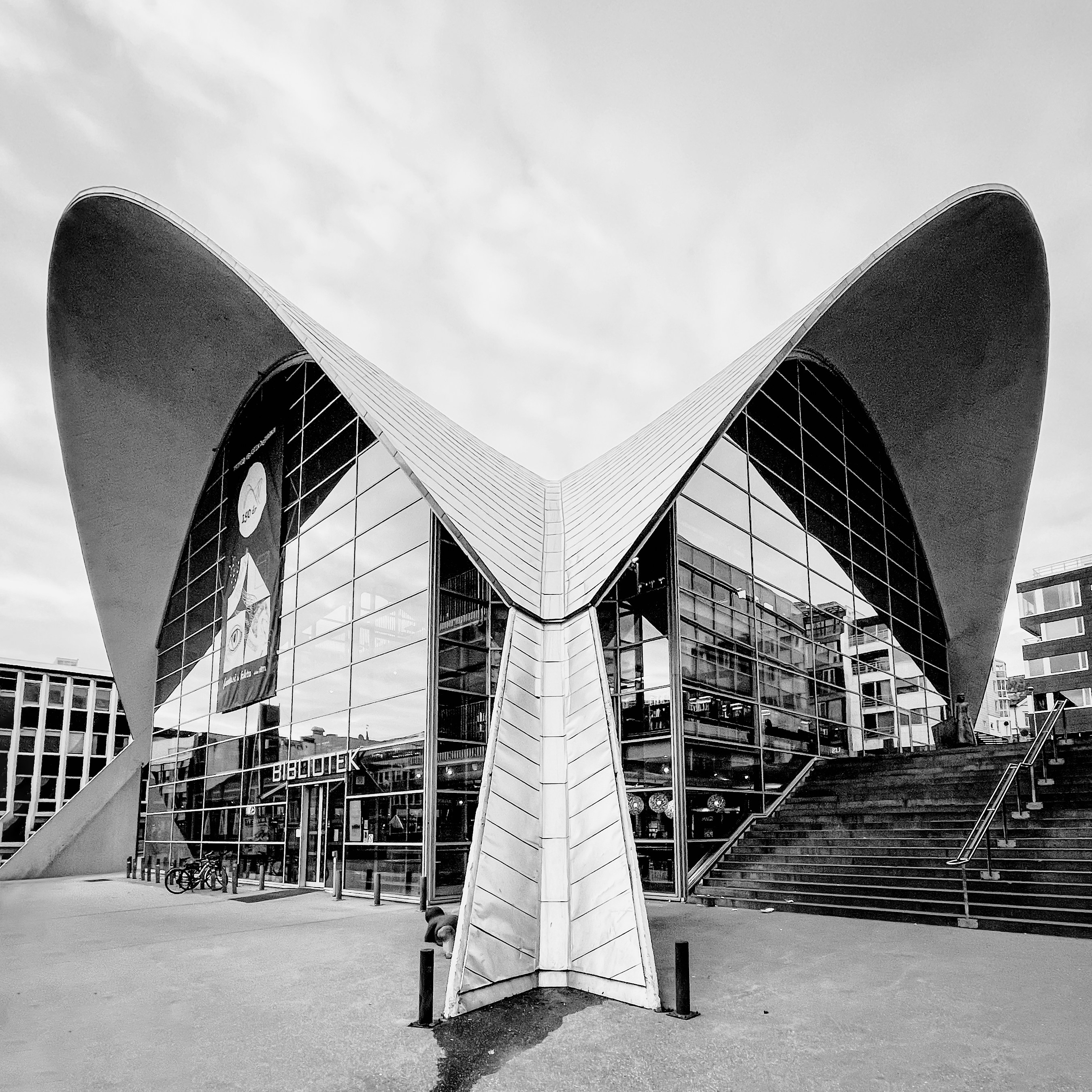 Architectural V‑Shape: The Dual Curves Framing a Modern Library