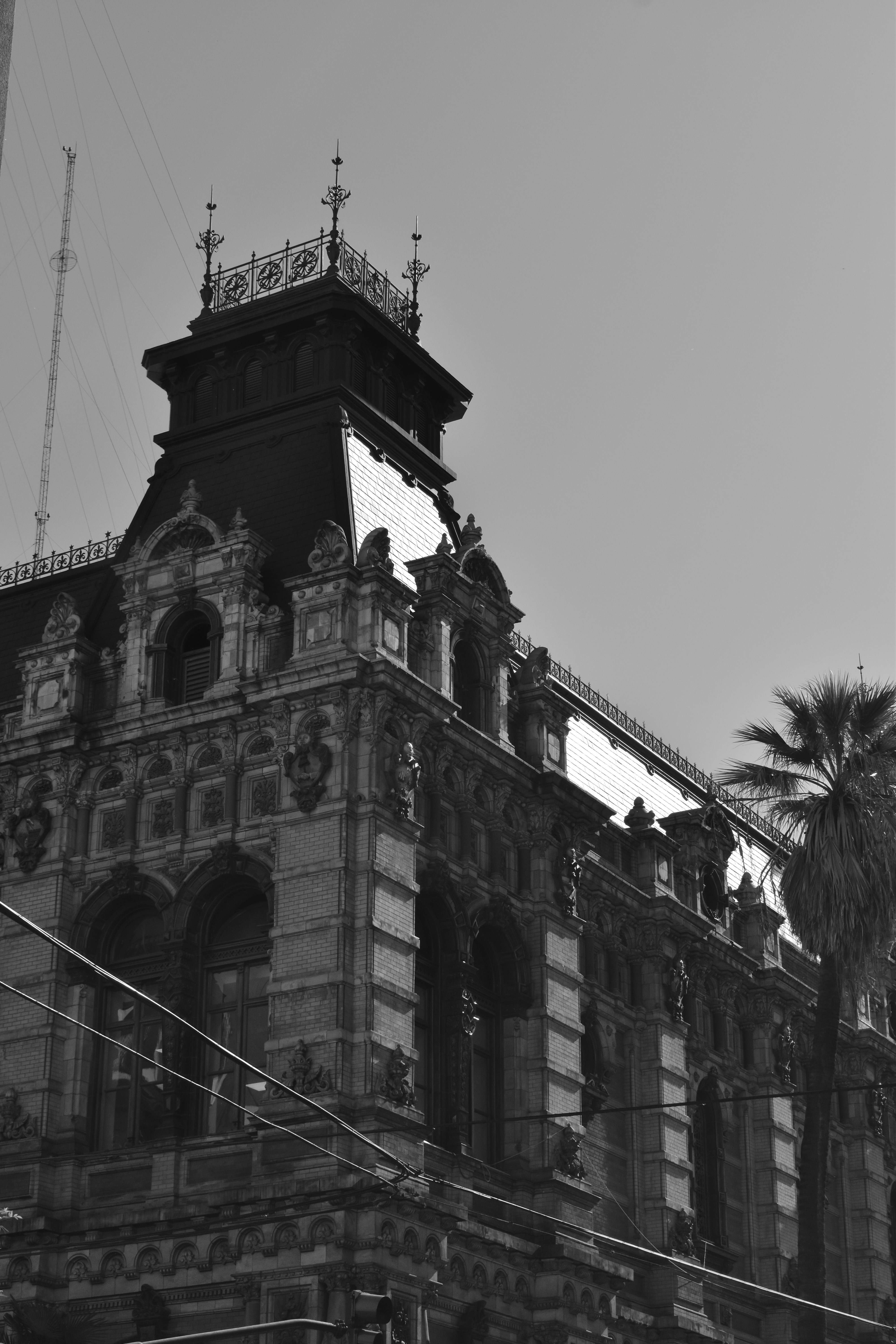 Ornate Turreted Facade Under Open Sky