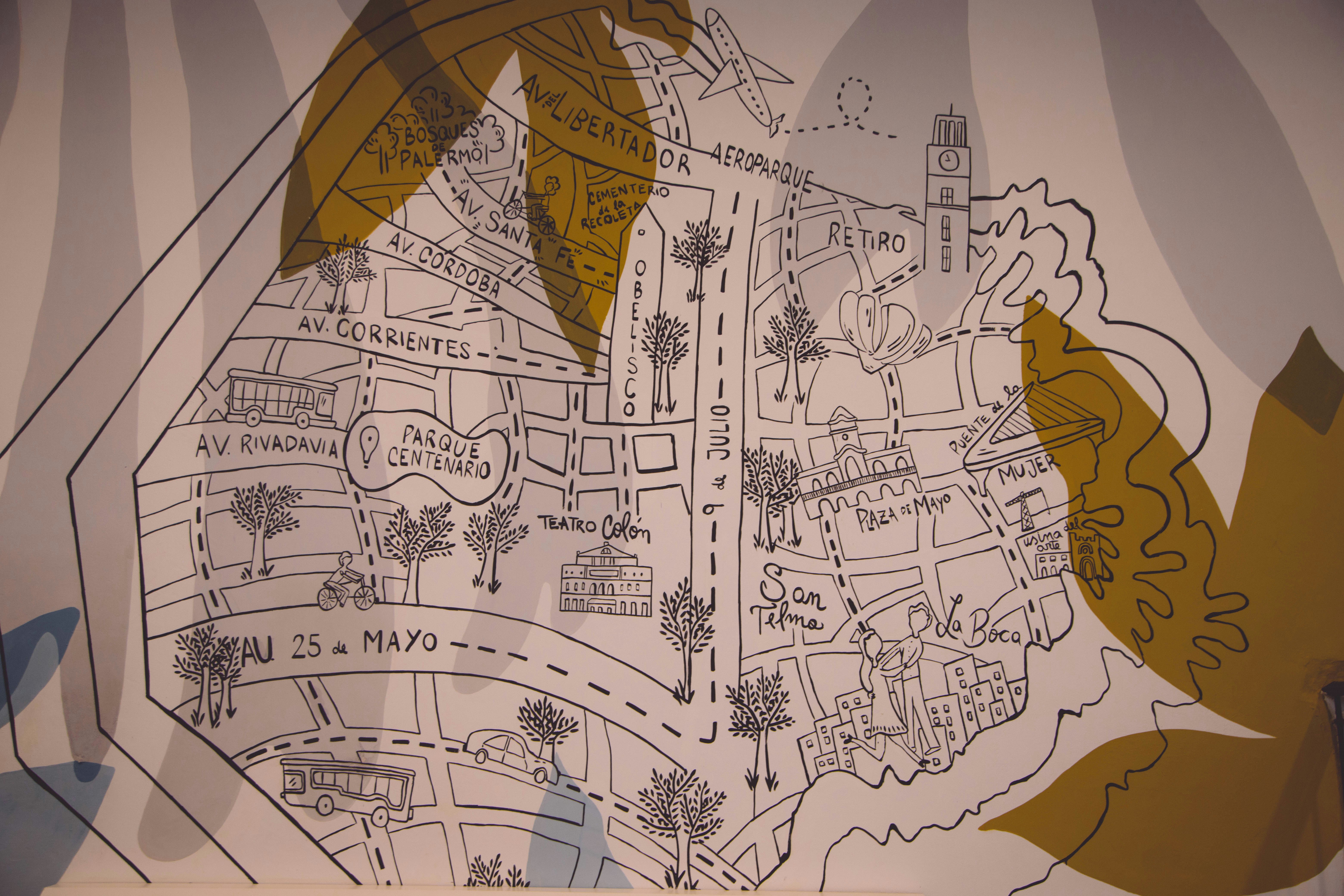 Dessin d’un plan de ville sur un mur photo – Photo Buenos Aires ...