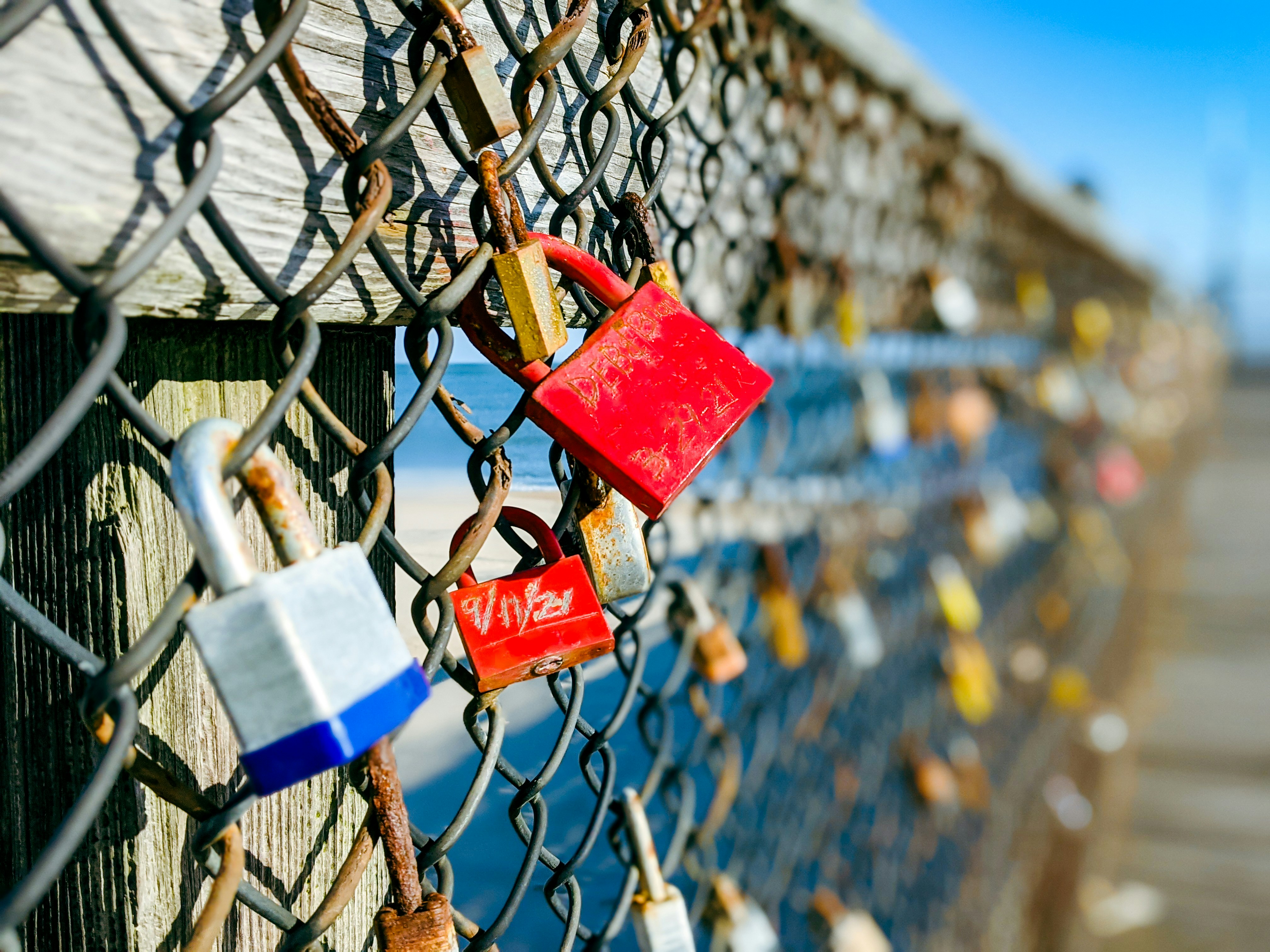 A bunch of padlocks attached to a fence photo – Free Lock Image on Unsplash