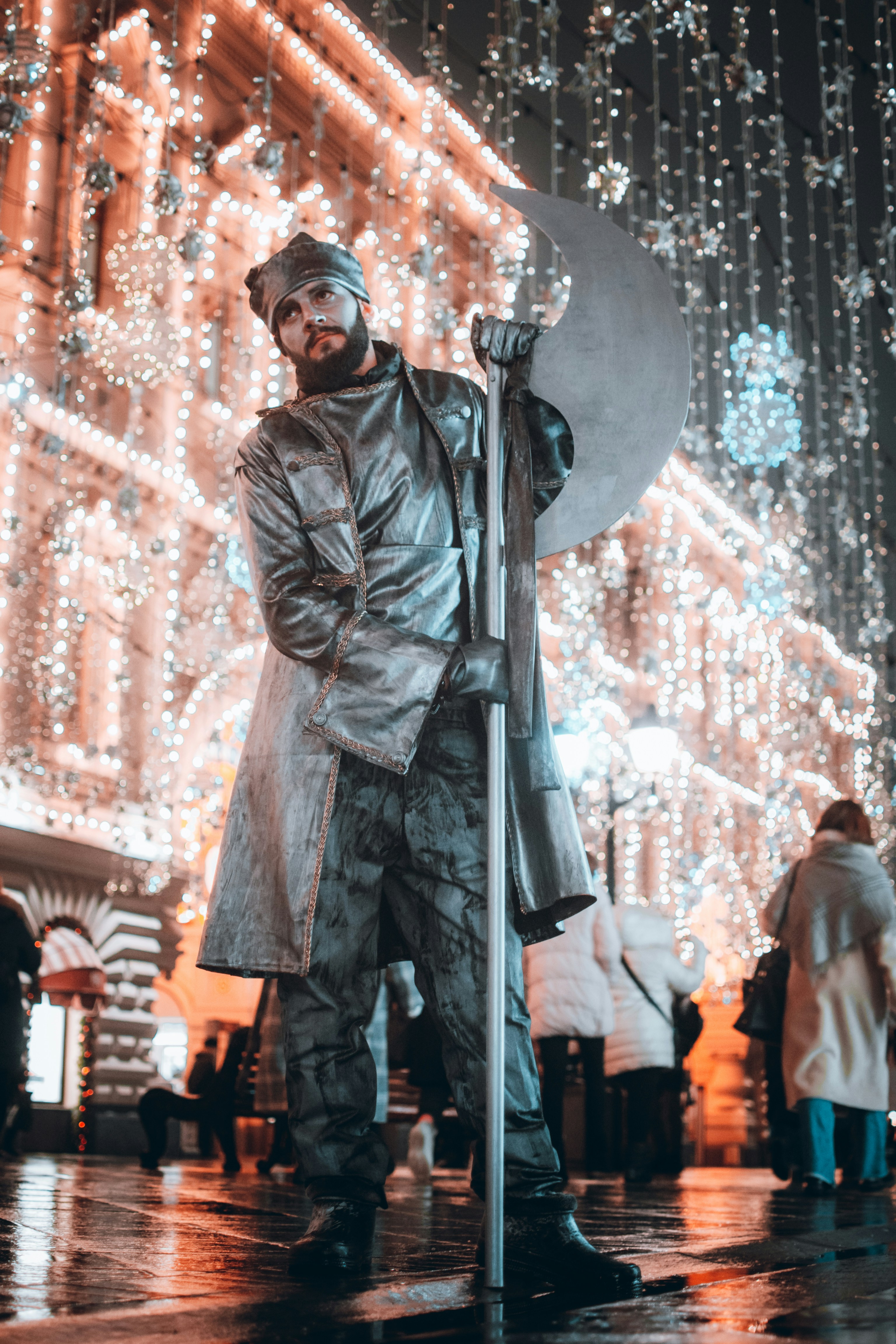 The Harvester Under Christmas Lights