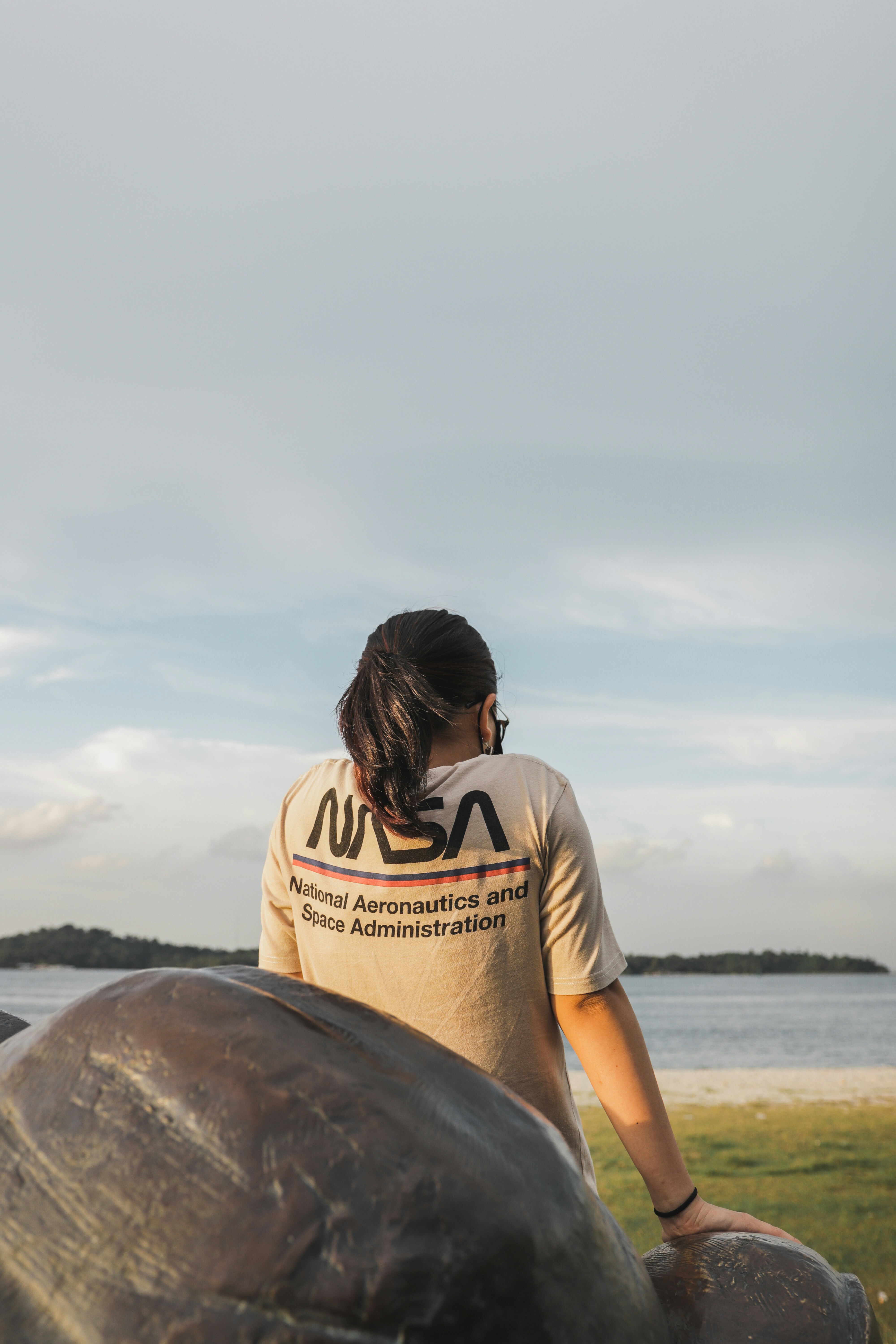 Back to the Horizon: NASA tee at a tranquil lakeshore