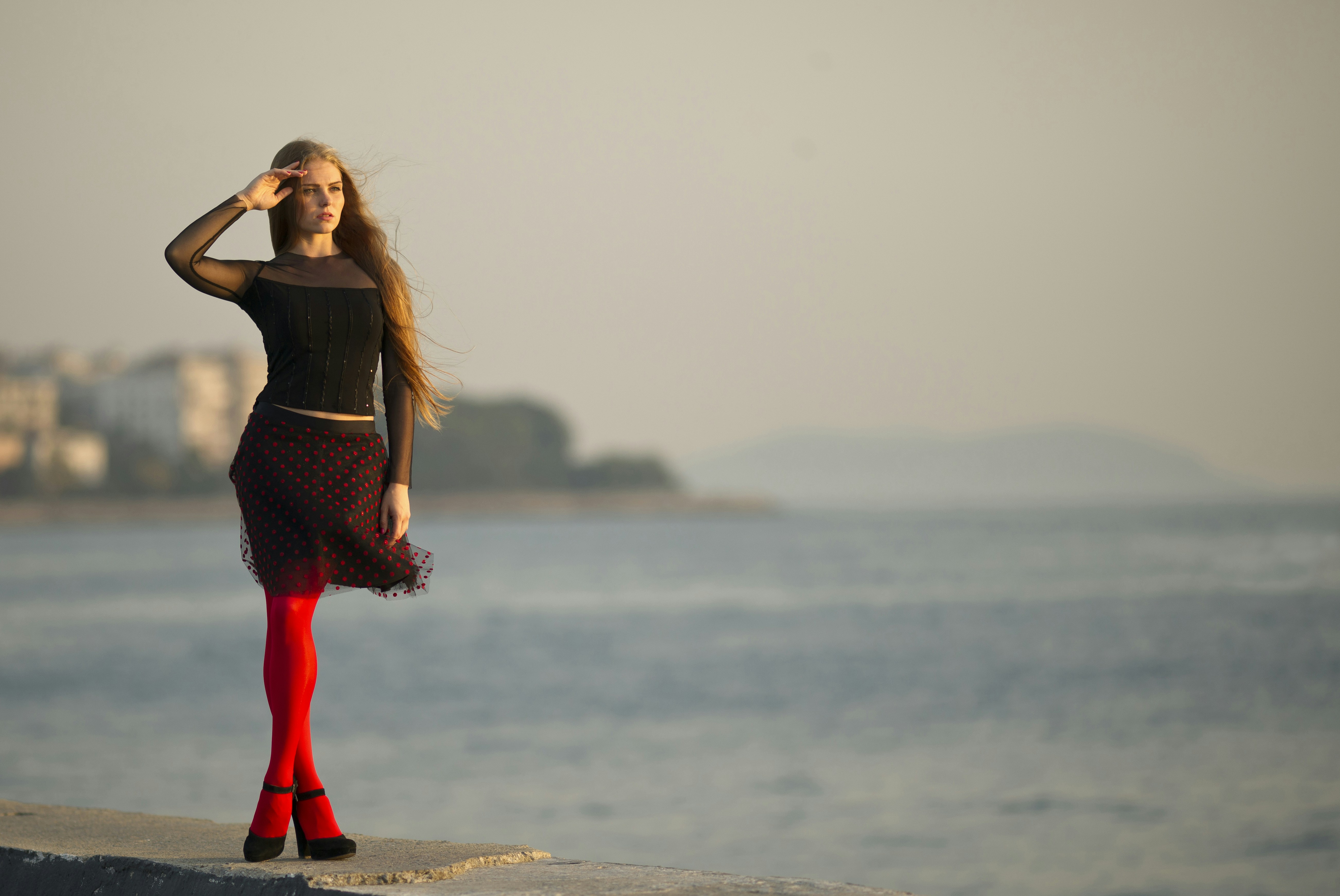 Lonely Red-Stockings at the Seaside Walk