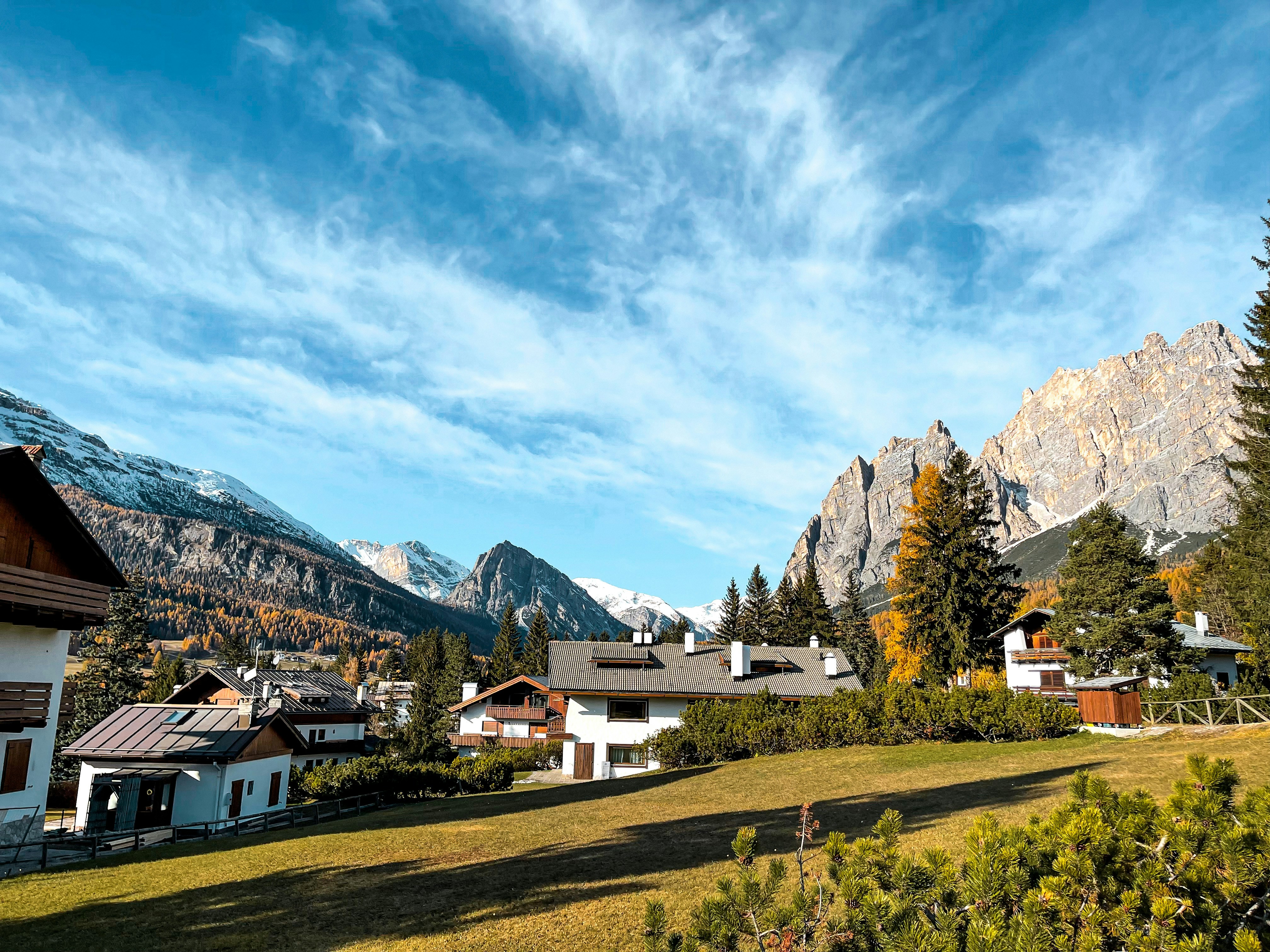 Alpine Village Nestled at the Foot of Craggy Peaks