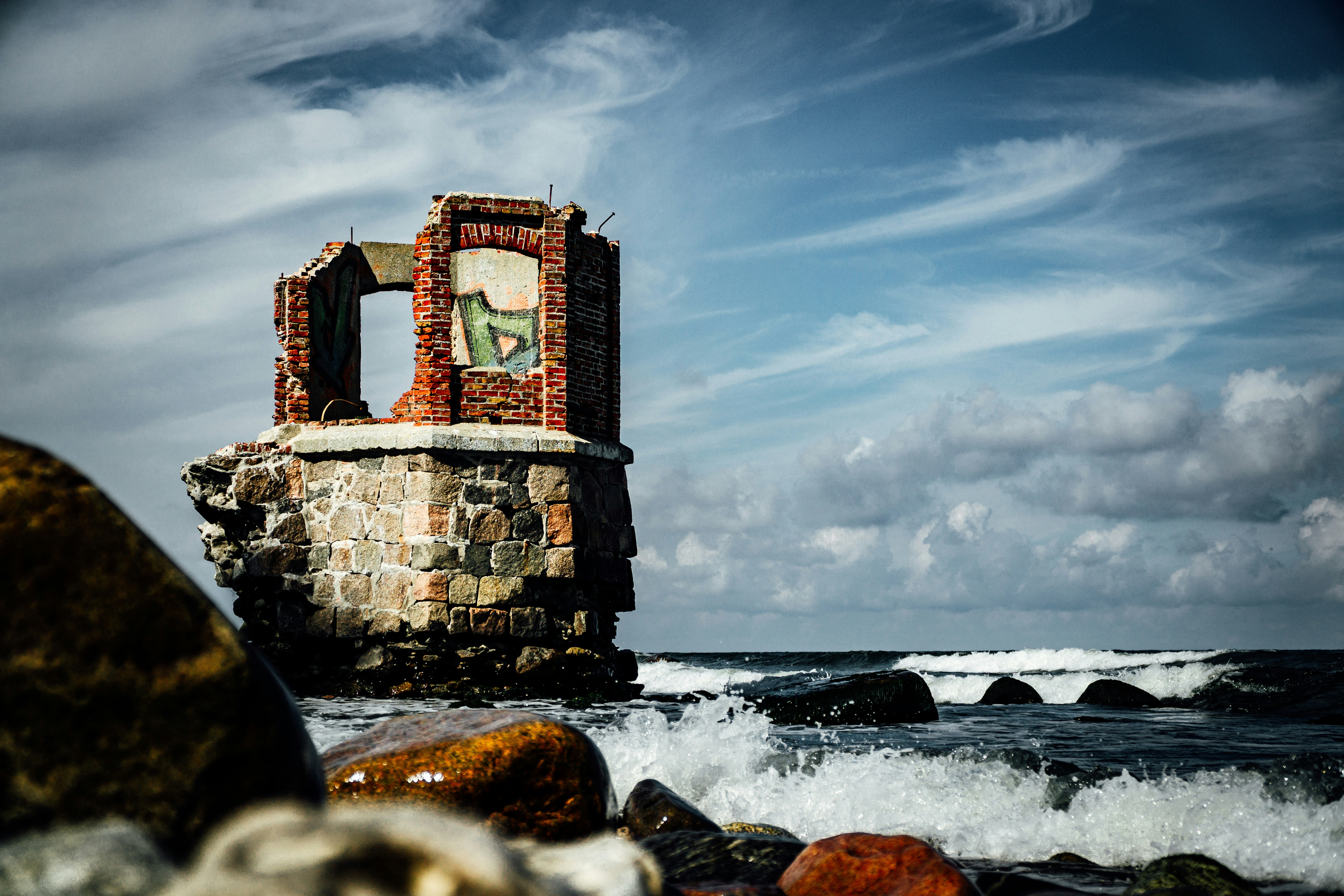 Sea-Worn Brick Ruin at the Edge of the Atlantic