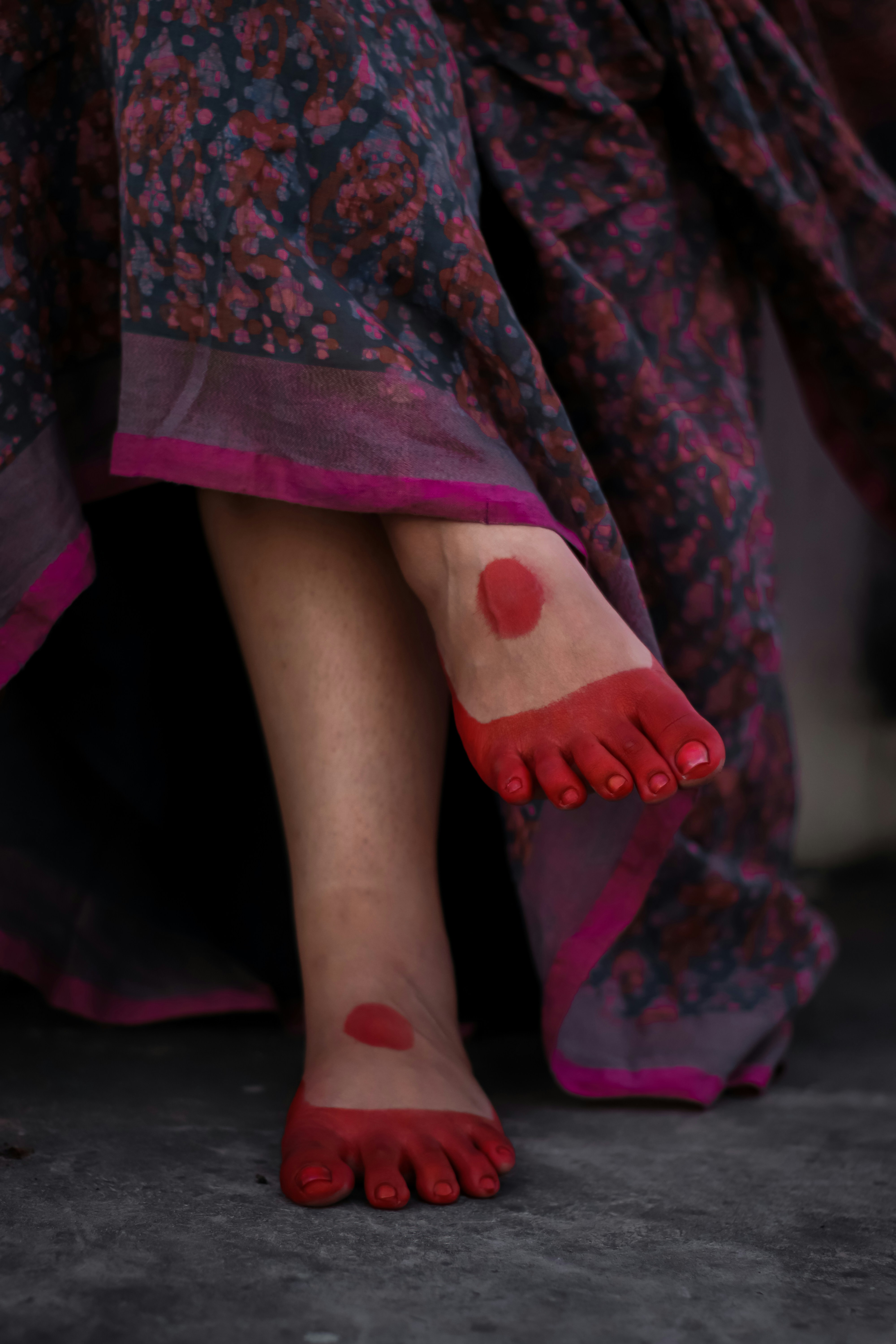 Painted feet of a girl