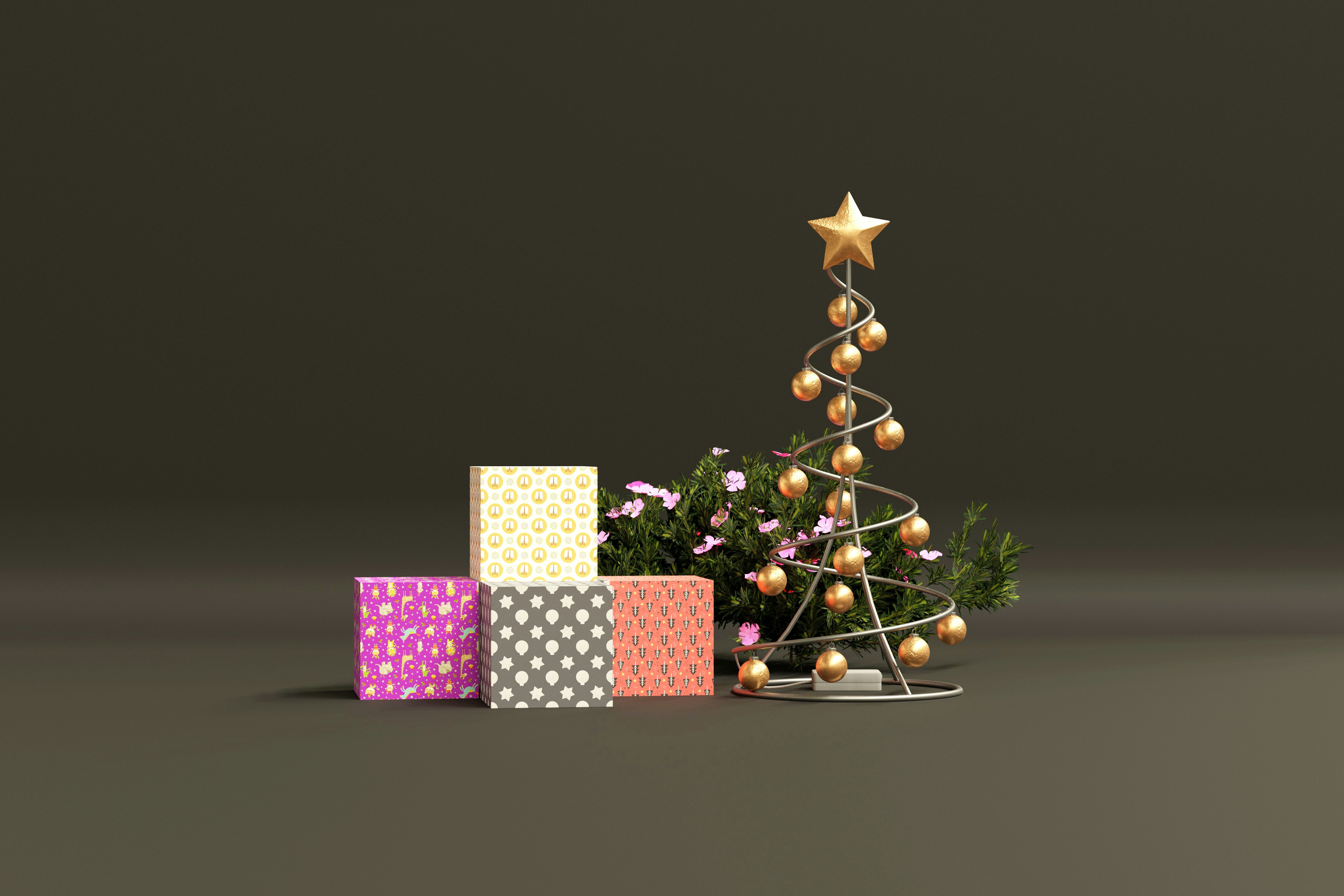 A small christmas tree surrounded by presents photo – Free Central java ...