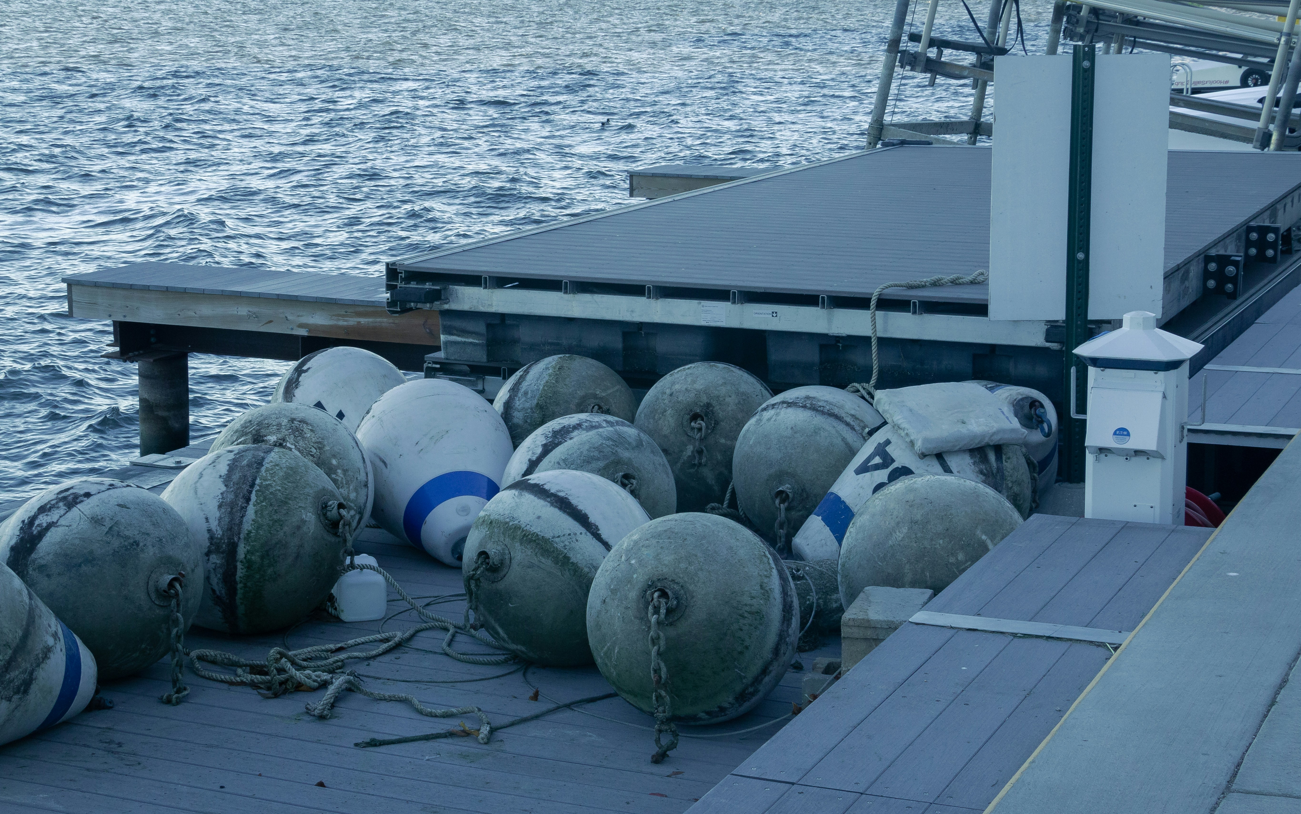 Tangled Spheres Along a Quiet Dock