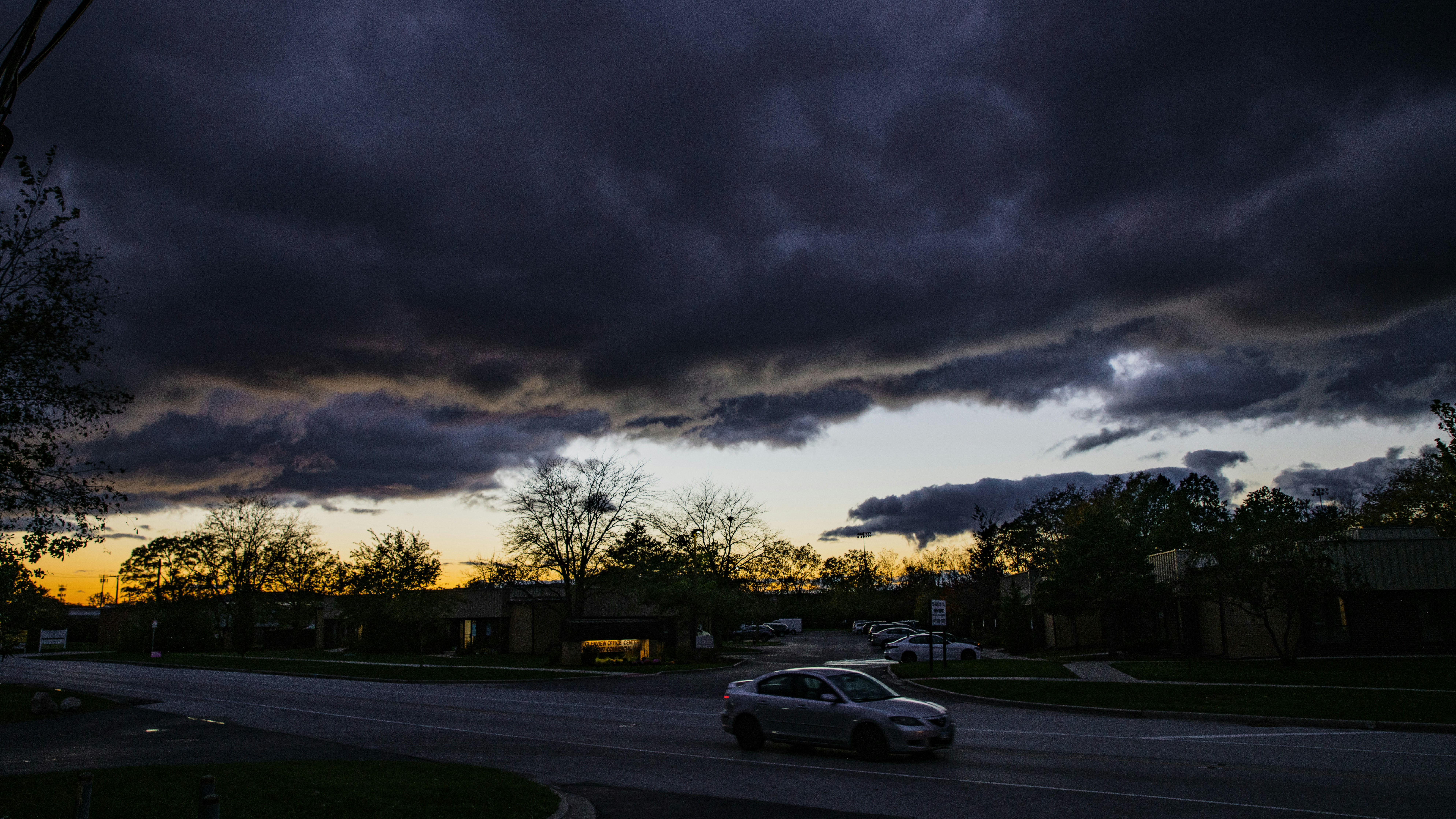 Storm-Glazed Dusk over a Suburban Street