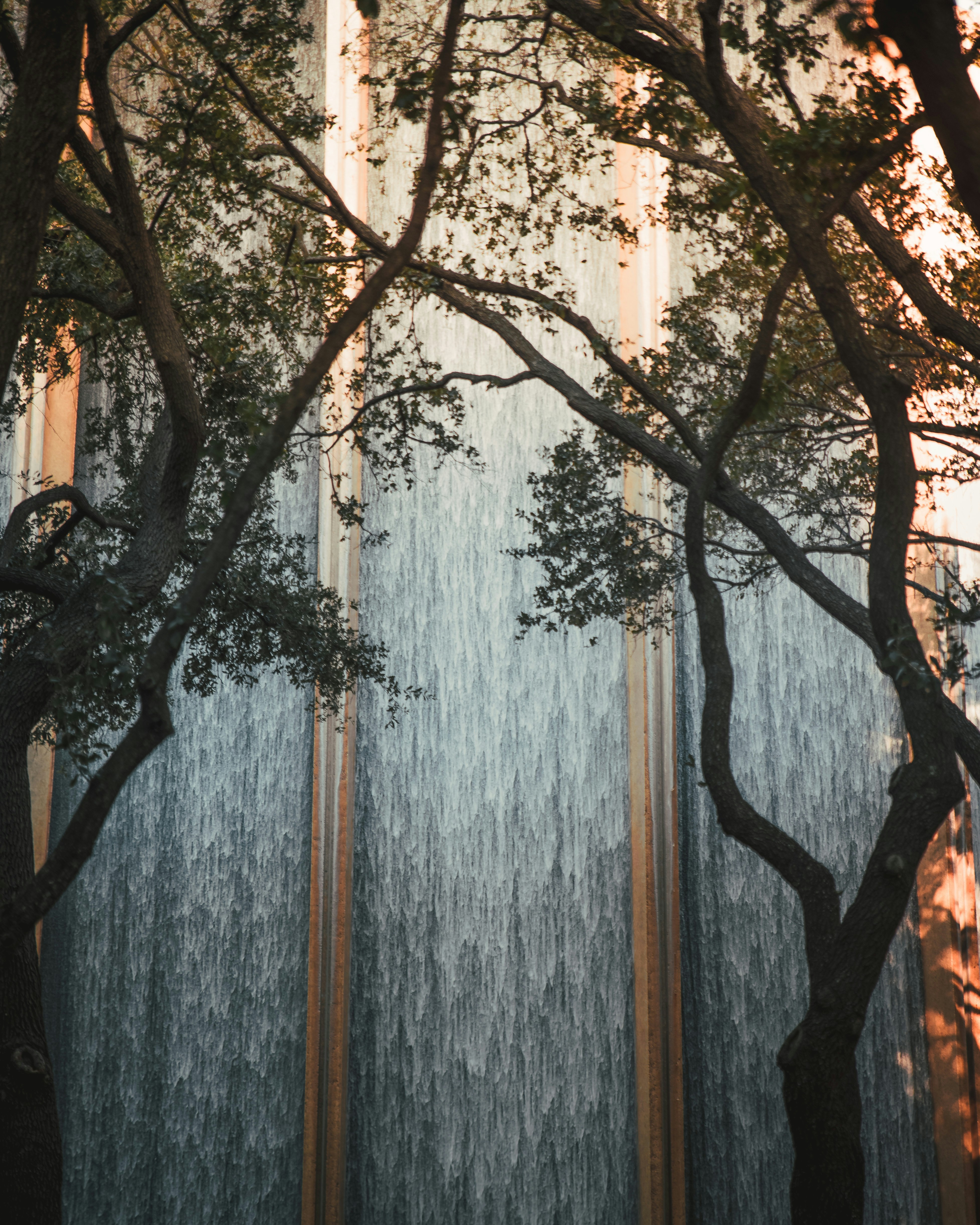 A tall waterfall with trees in front of it photo – Free Houston Image ...