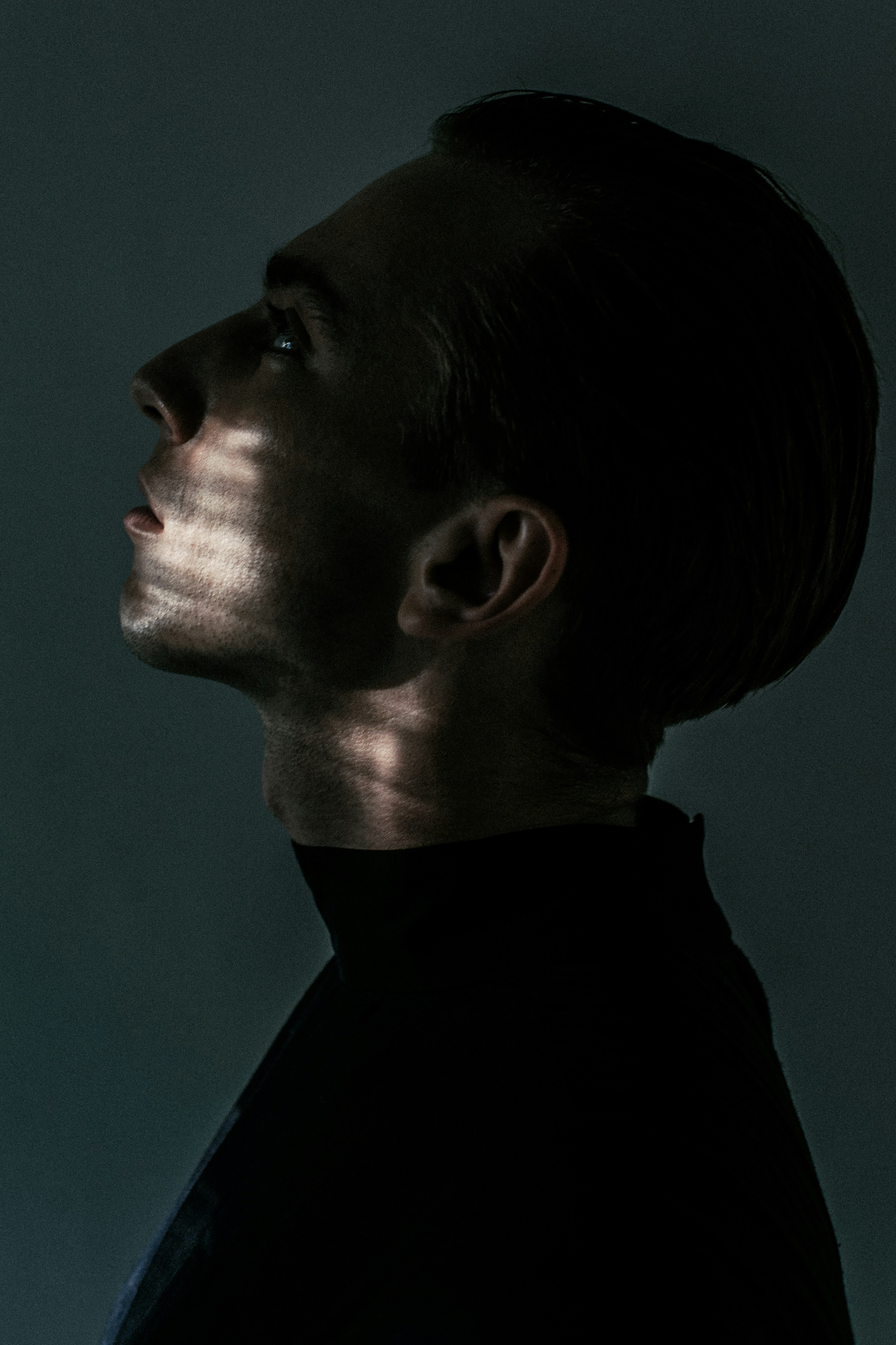 Ribbon Light on a Profile: Portrait Sculpted by Striped Shadows