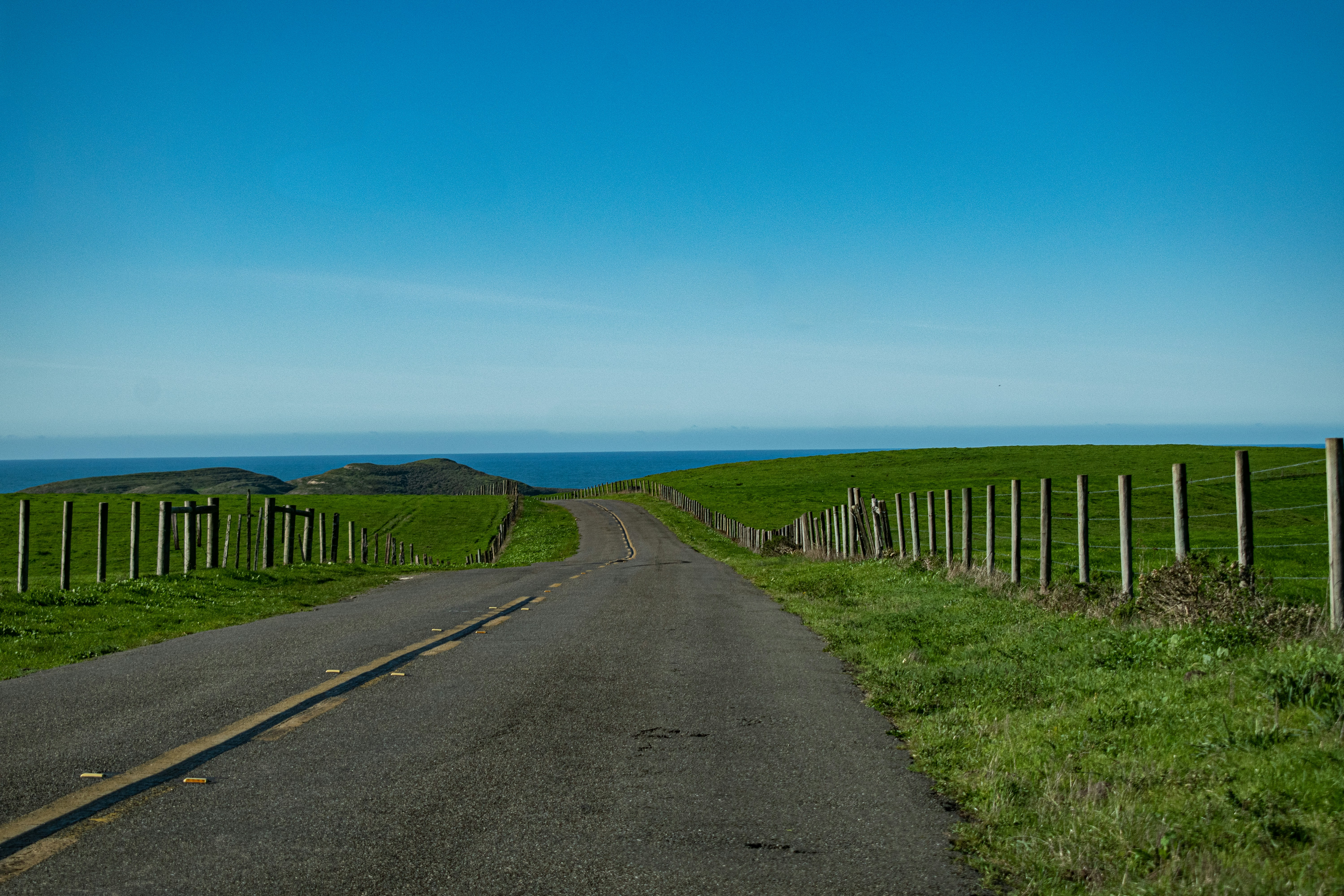 Lonely Coastal Road Toward the Horizon