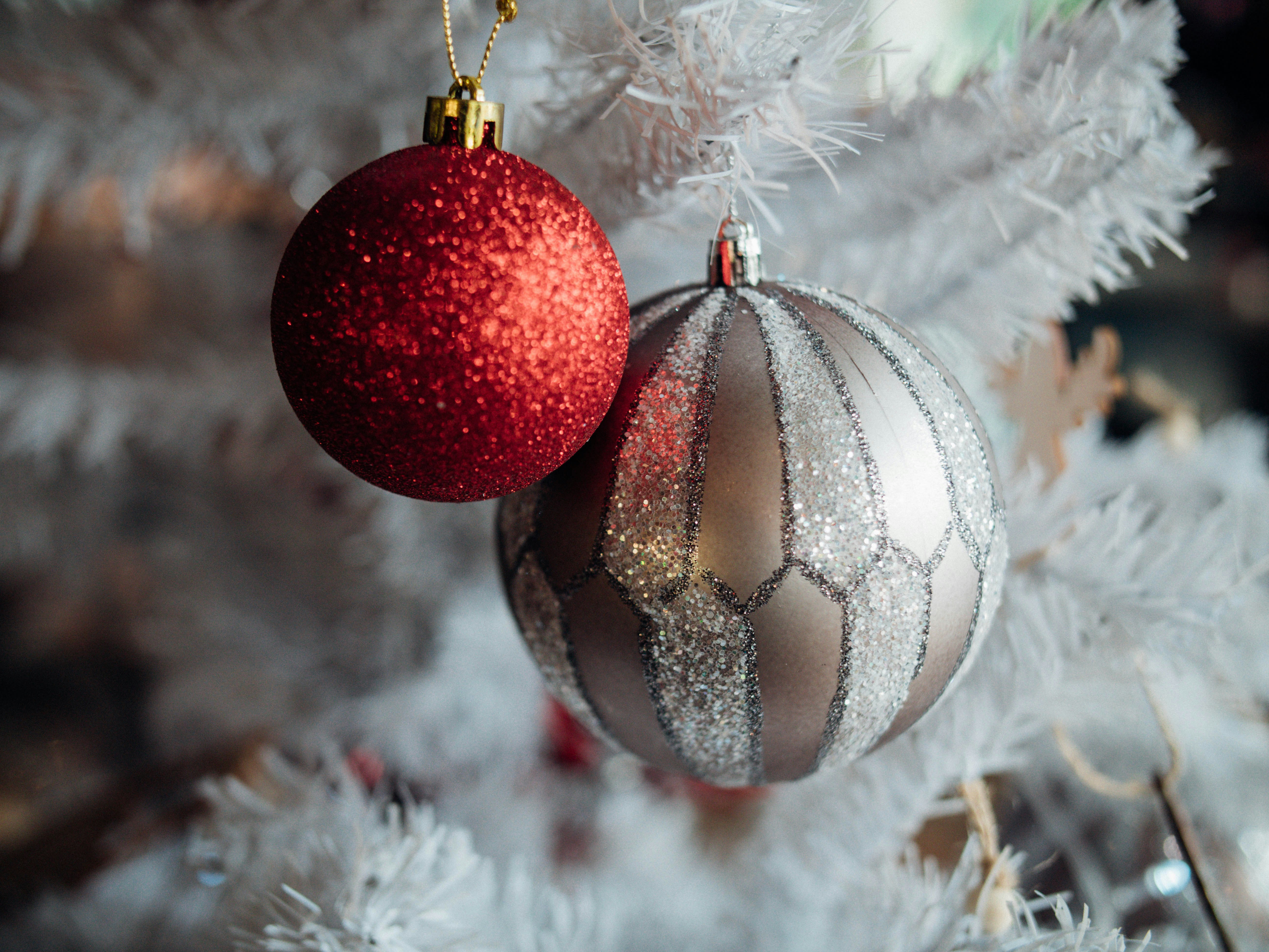 Glittering Christmas Orbs: A Close-Up on Holiday Texture