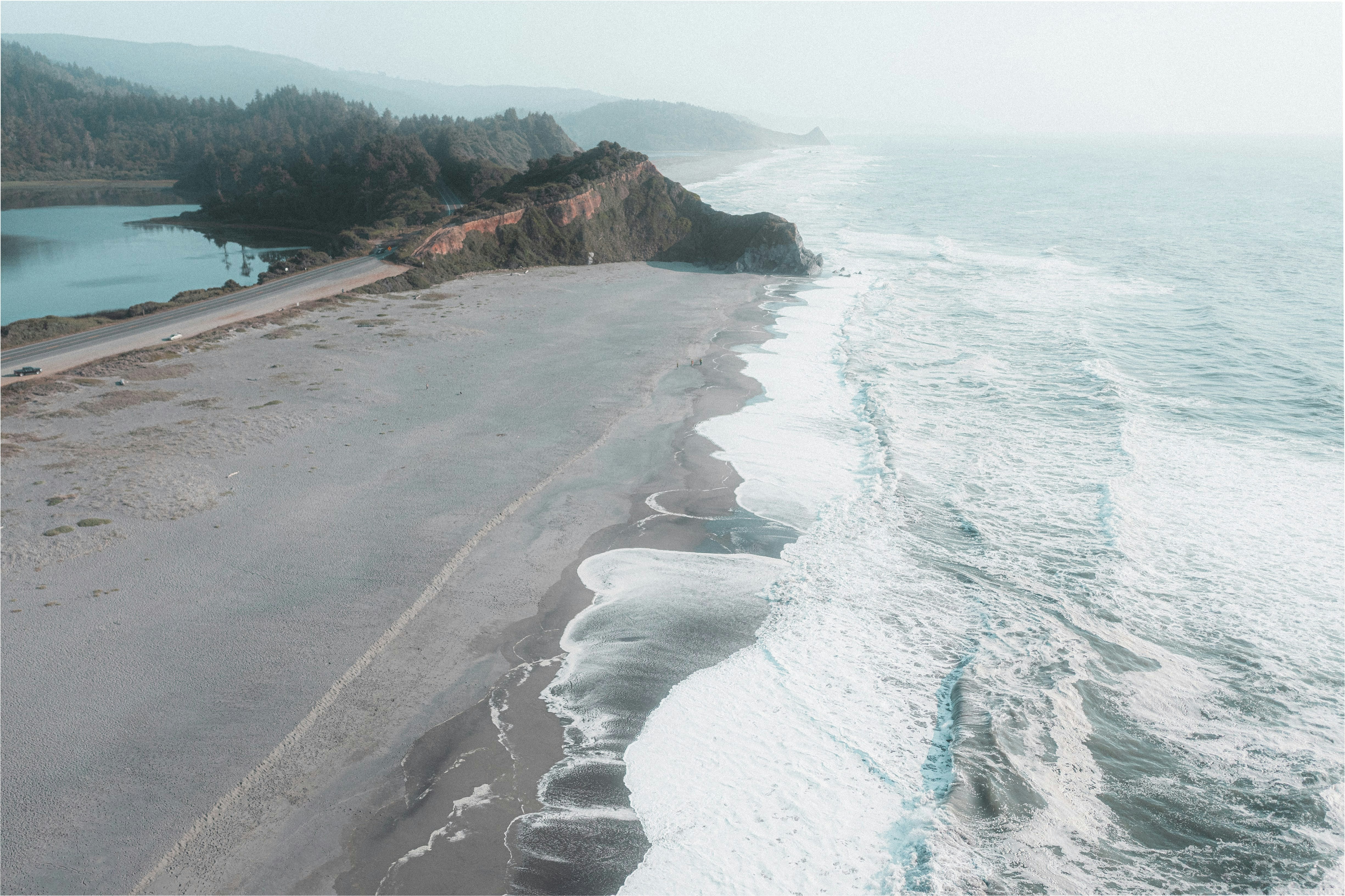 Quiet Promontory: A Drone View of Shore and Sea