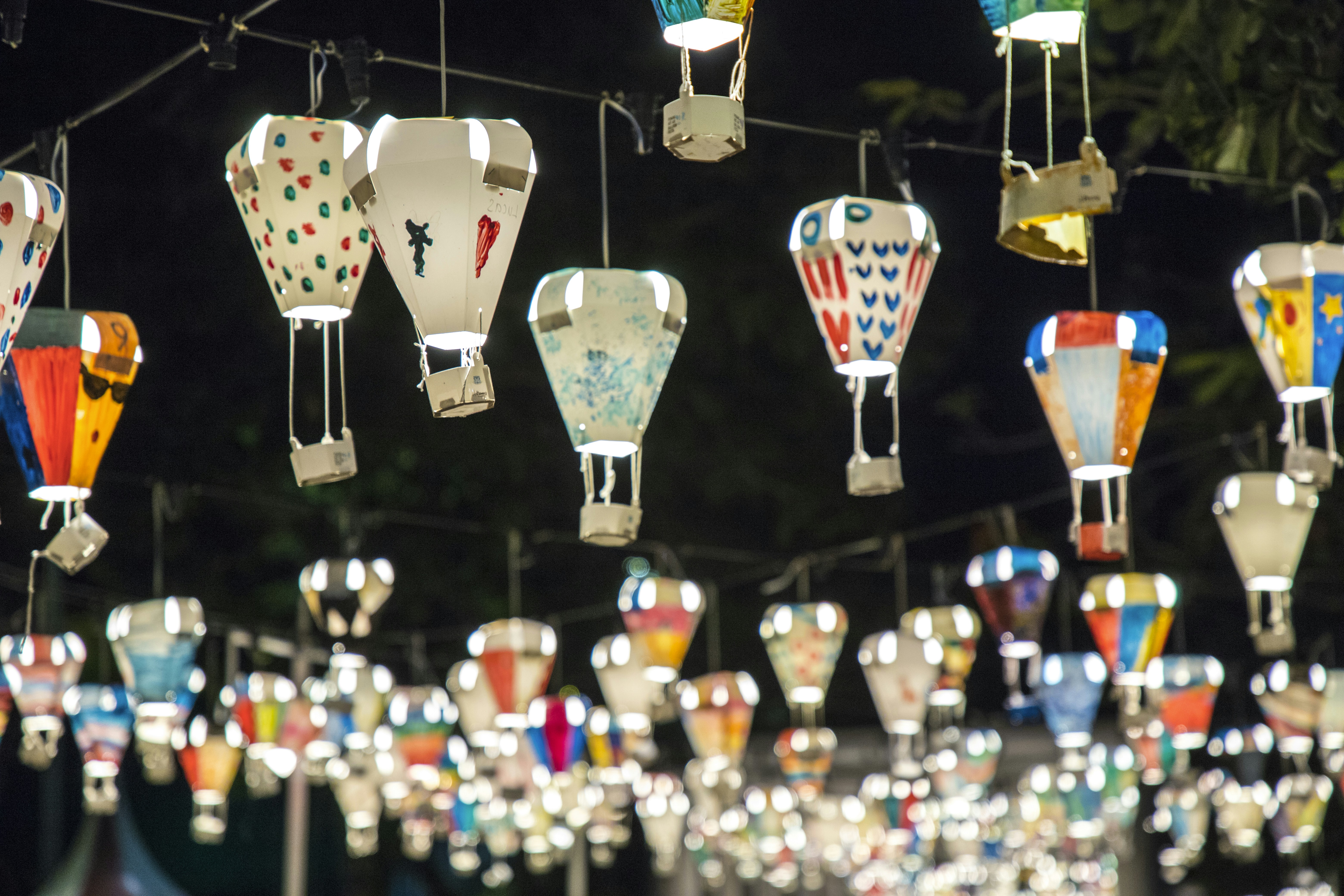 Floating Lantern Canopy: A Night Market Ceiling of Colorful Orbs