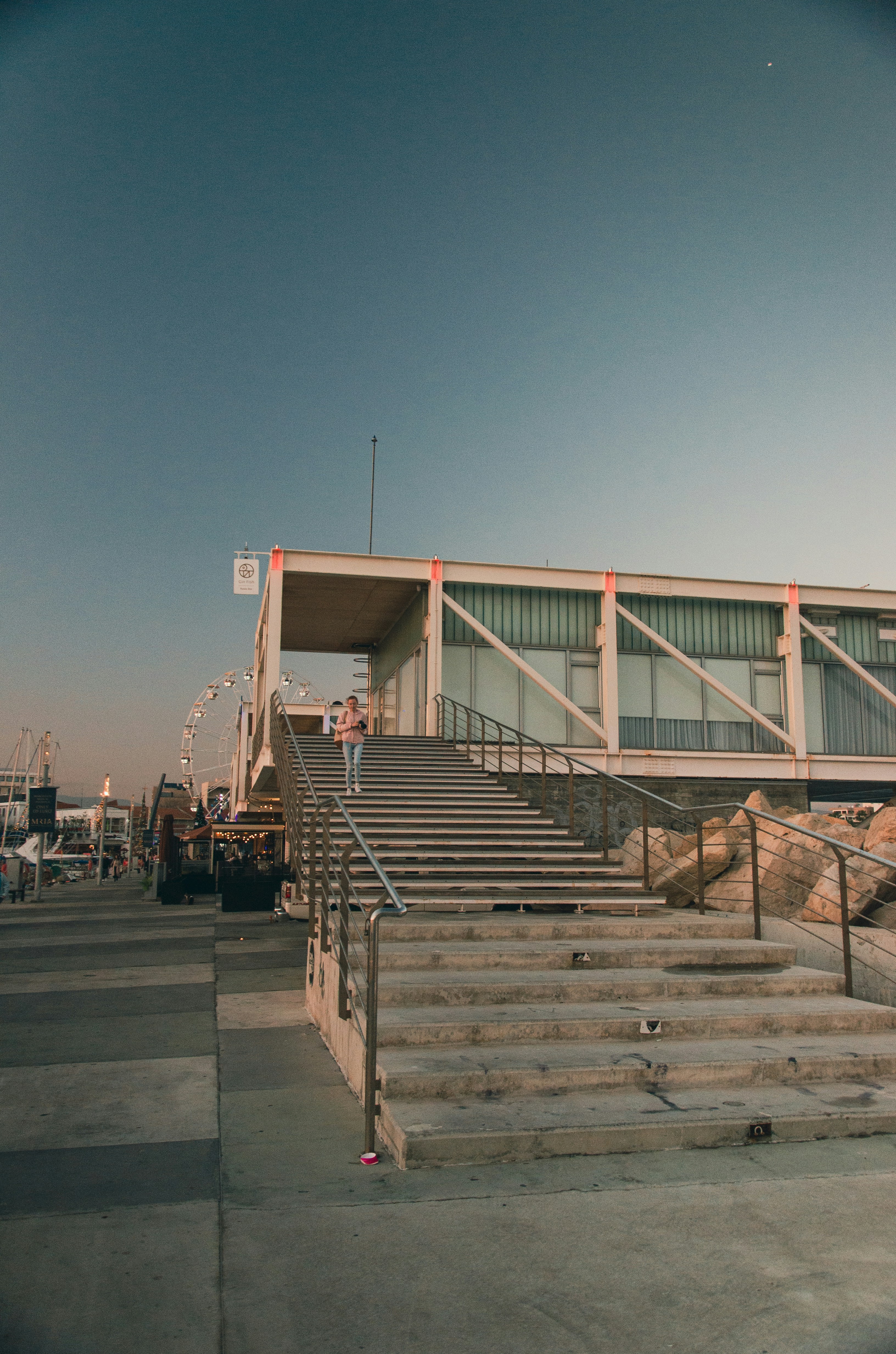 Staircase at Sunset: Geometry and Quiet at the Pier