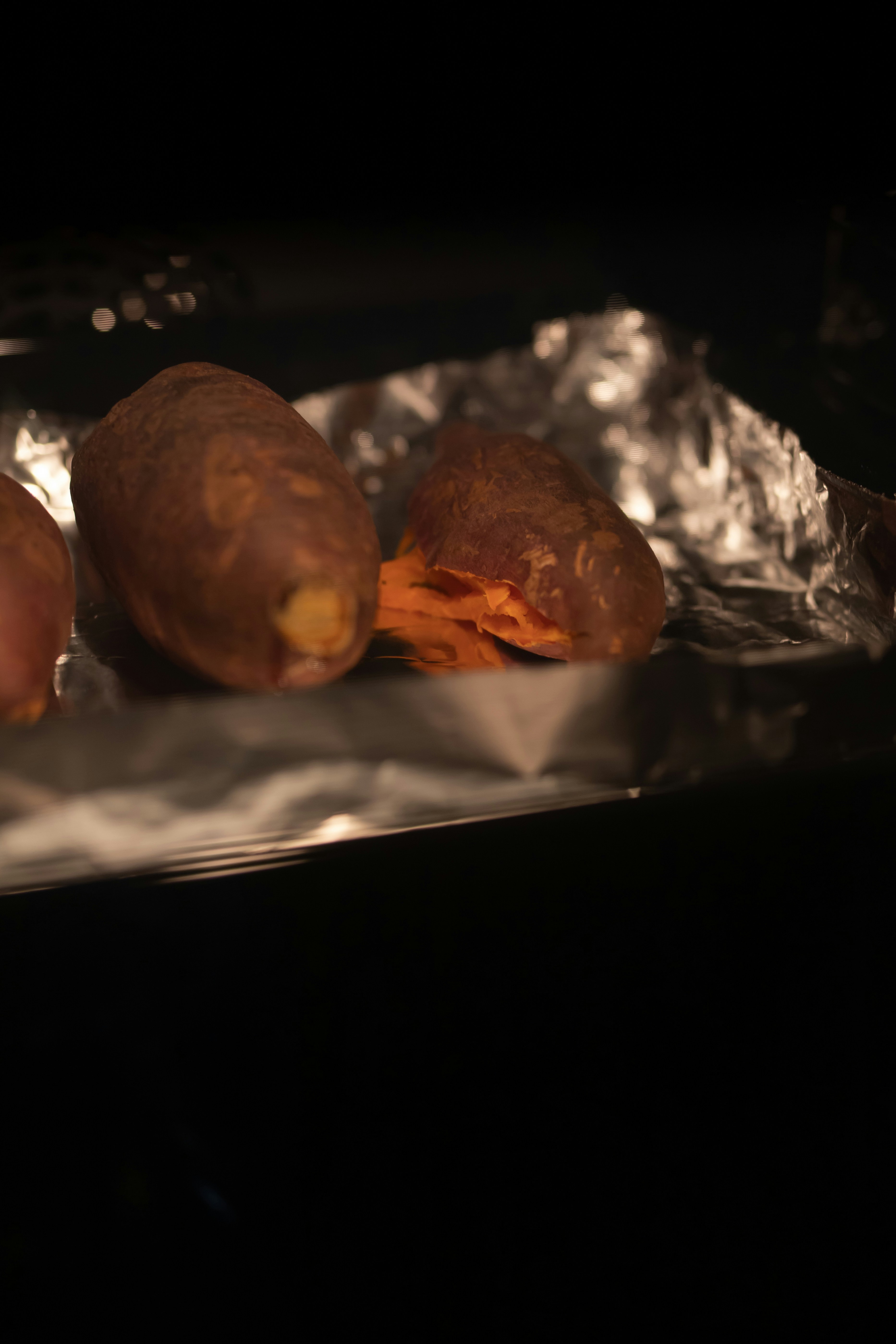 Golden Hues of Roasting Sweet Potatoes