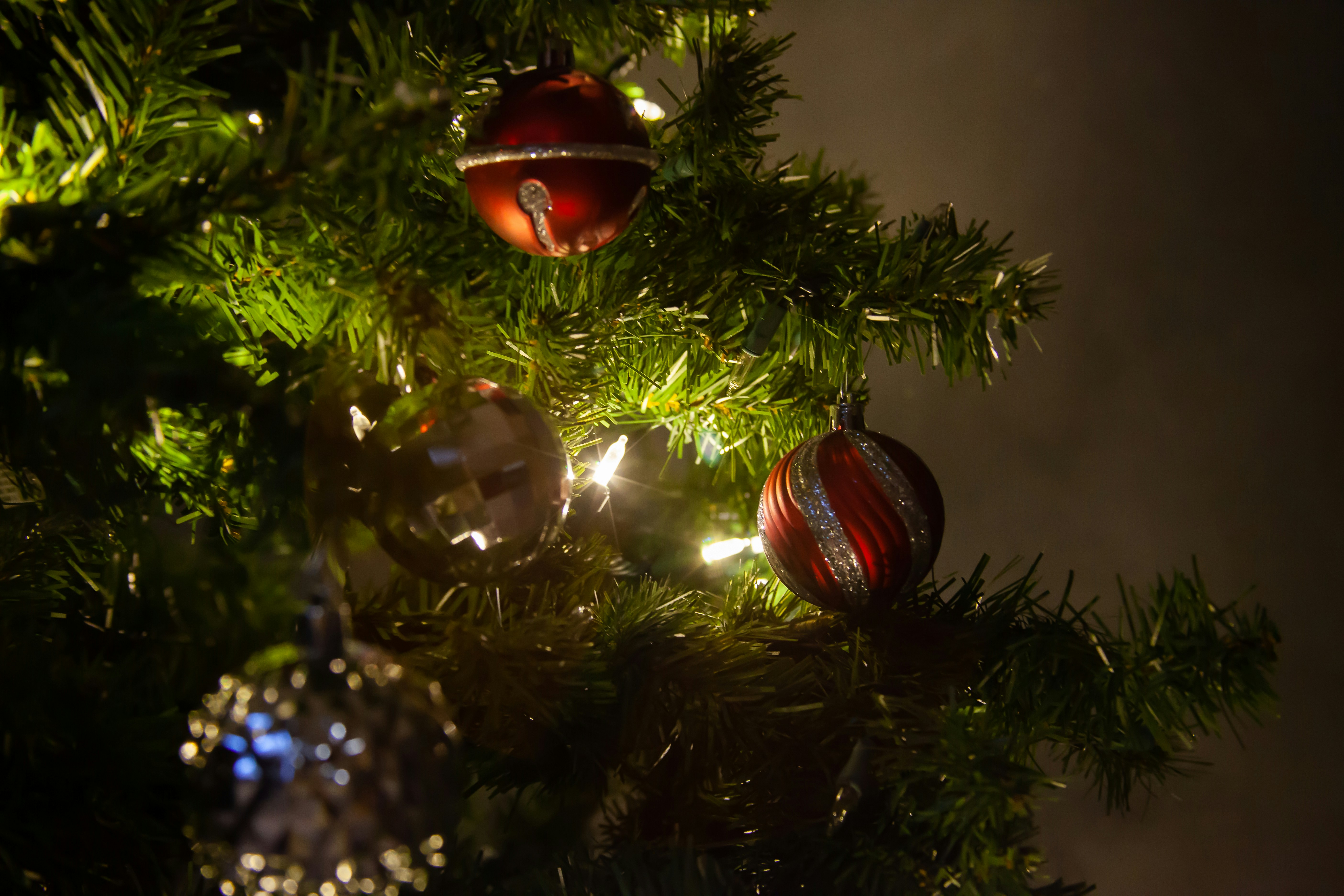 A christmas tree lit up at night photo – Free Christmas tree Image on ...