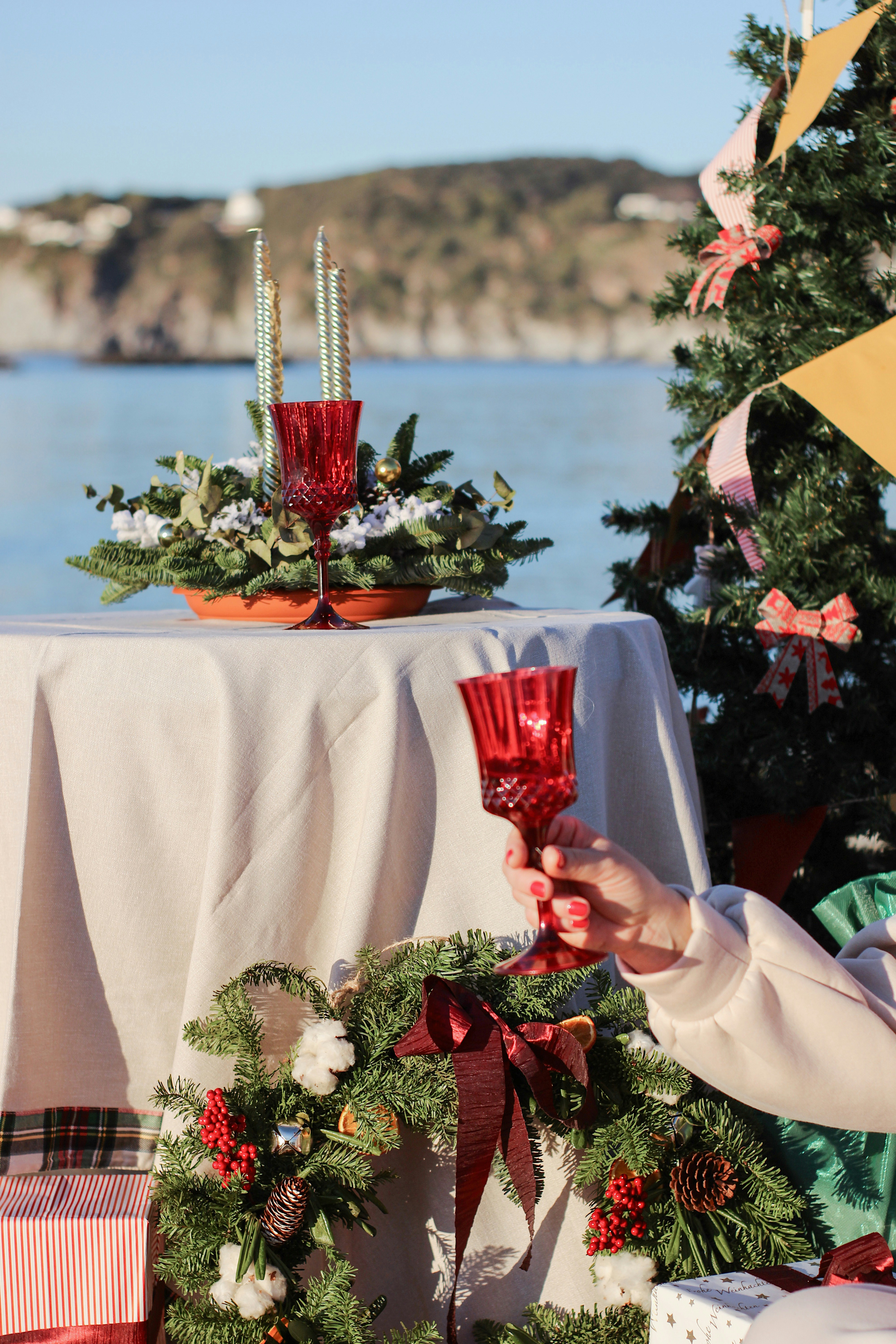 Christmas by the Sea: A Festive Table Set Against a Distant Horizon