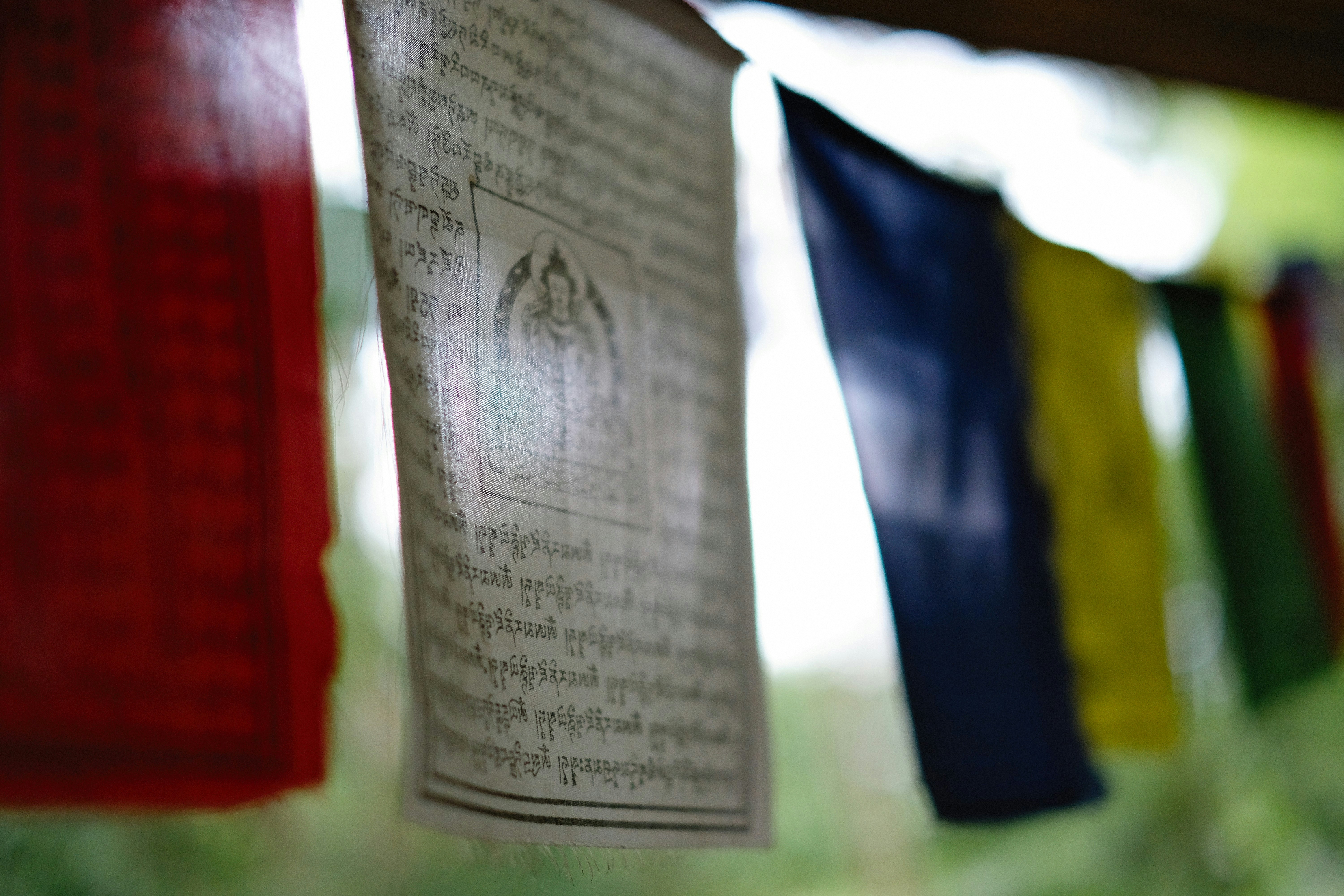 Prayer Flags in Soft Focus: A Quiet Moment of Color and Text