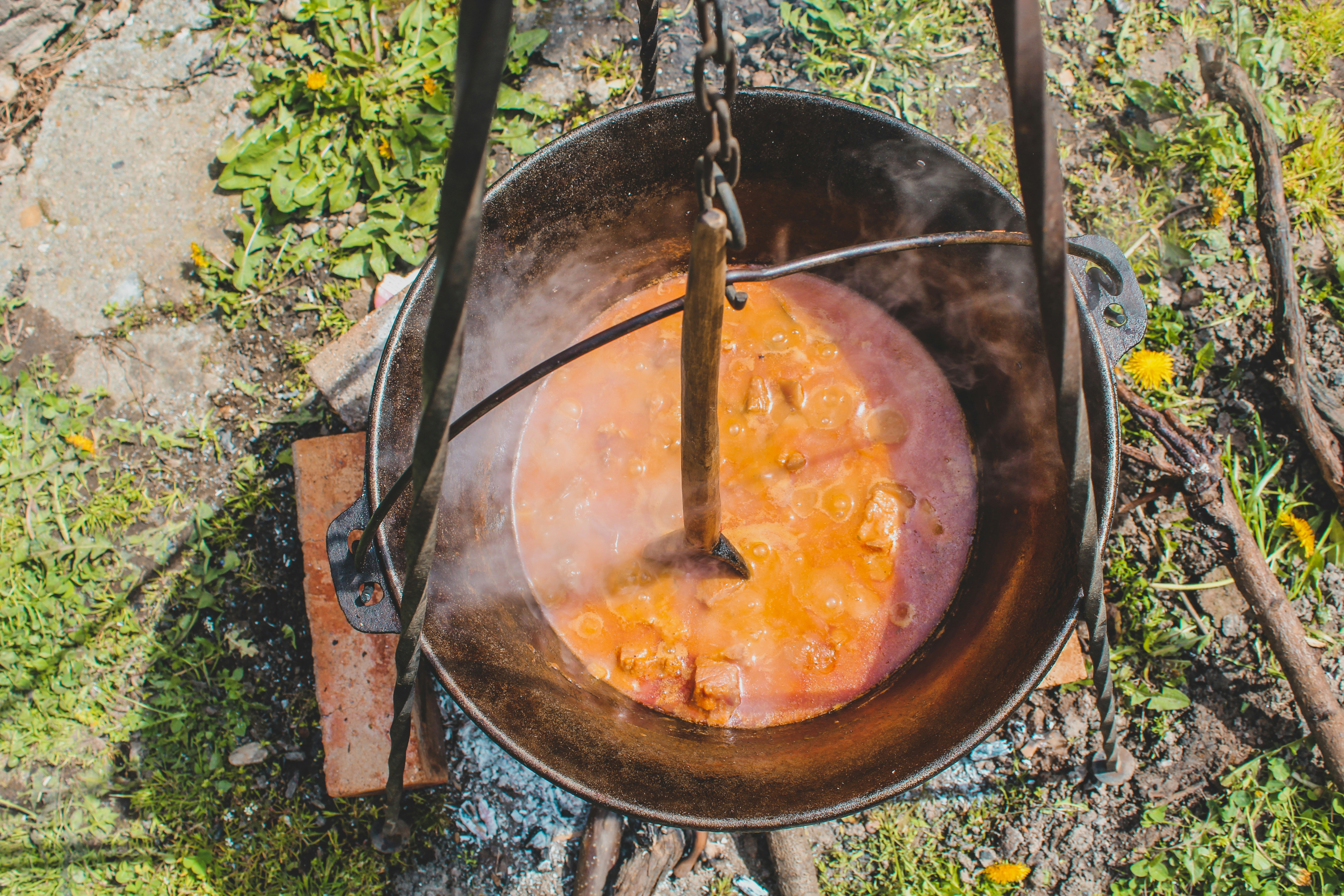 A pot of food cooking on a camp stove photo – Free Romania Image on ...