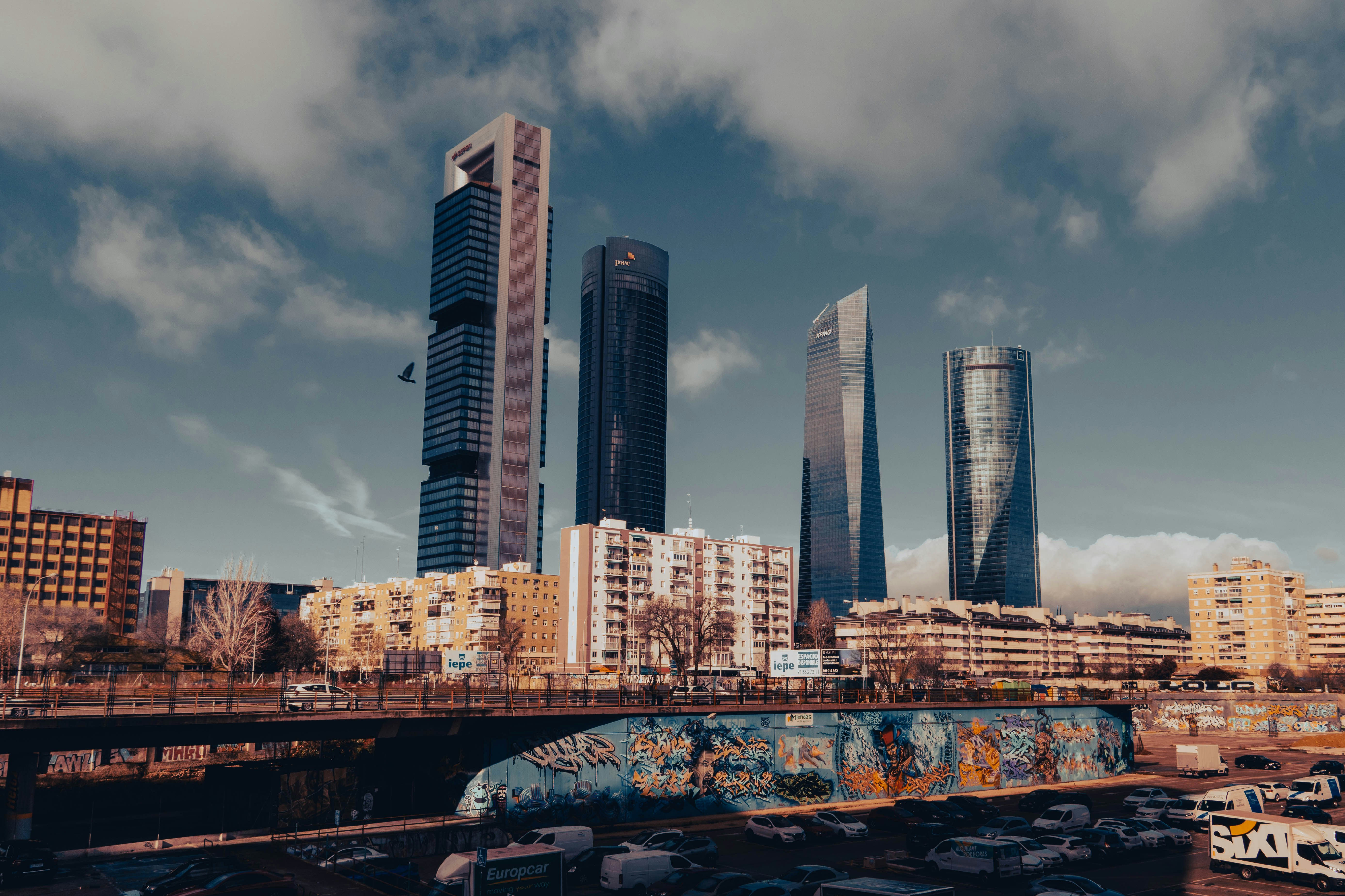 Skyscrapers Rise Over Riverside: A City’s Glass and Steel