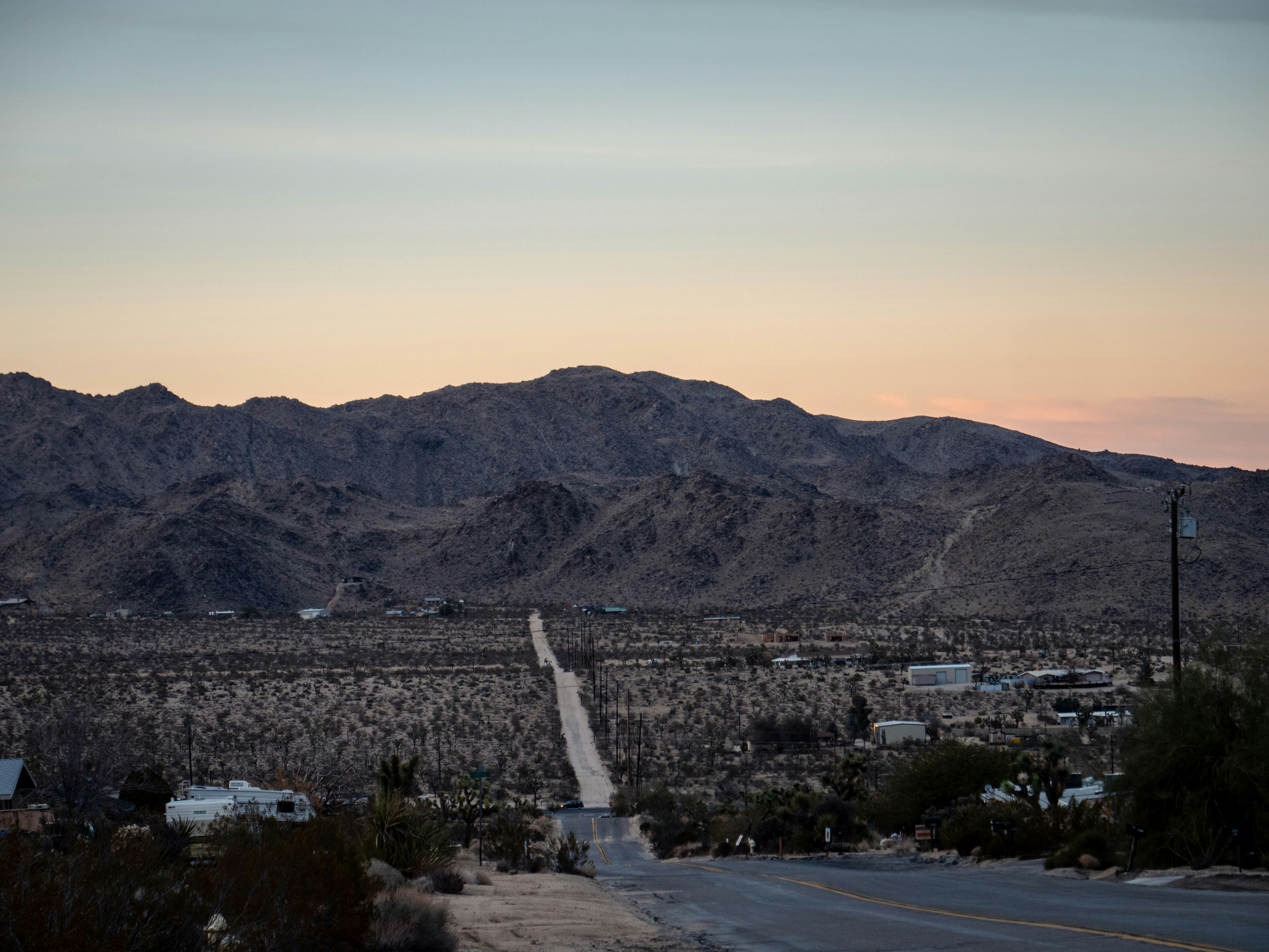 Desert Road to the Quiet Range at Dusk