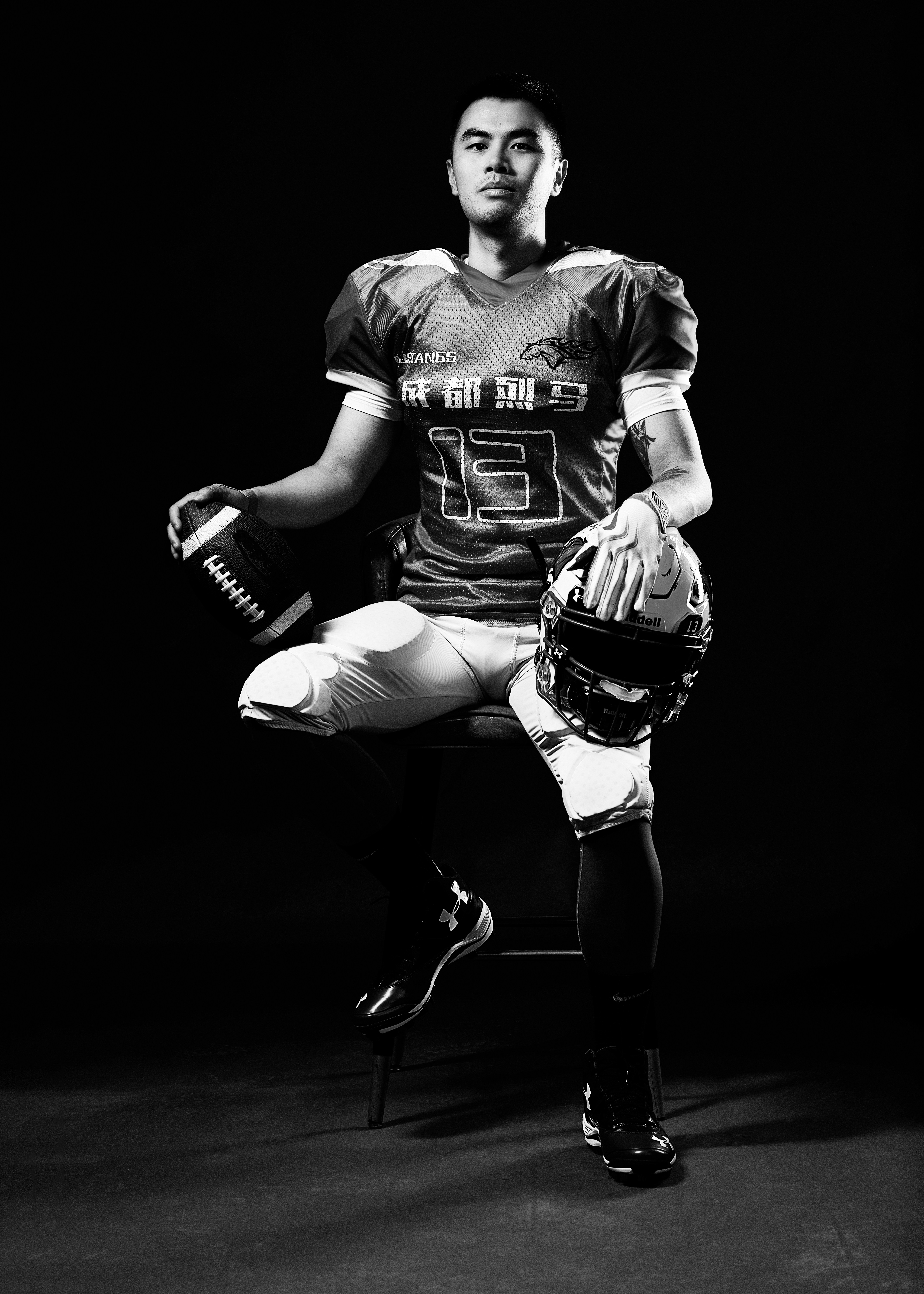 Football Player Black And White Photography