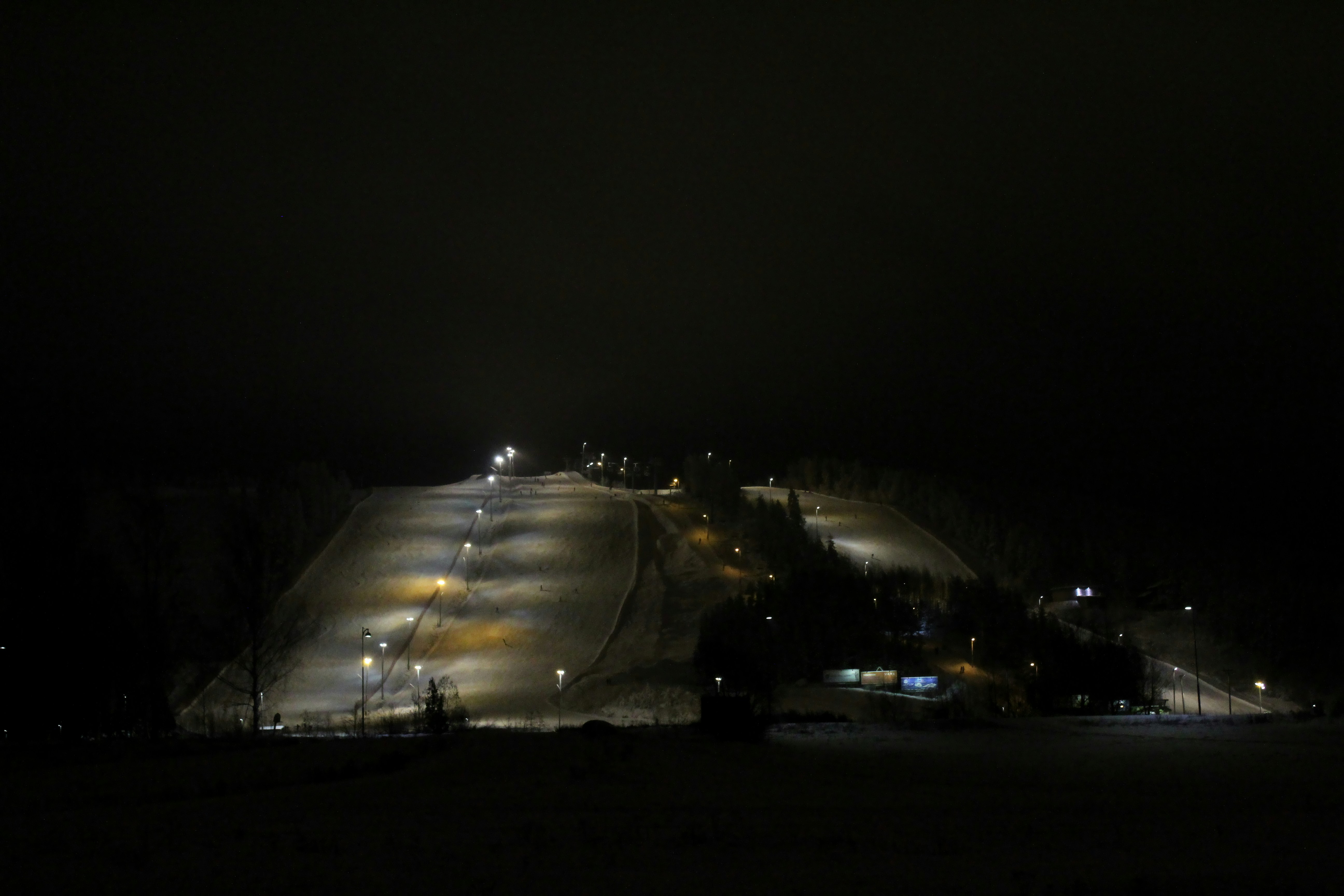 Night Ski Slope in Quiet Valley