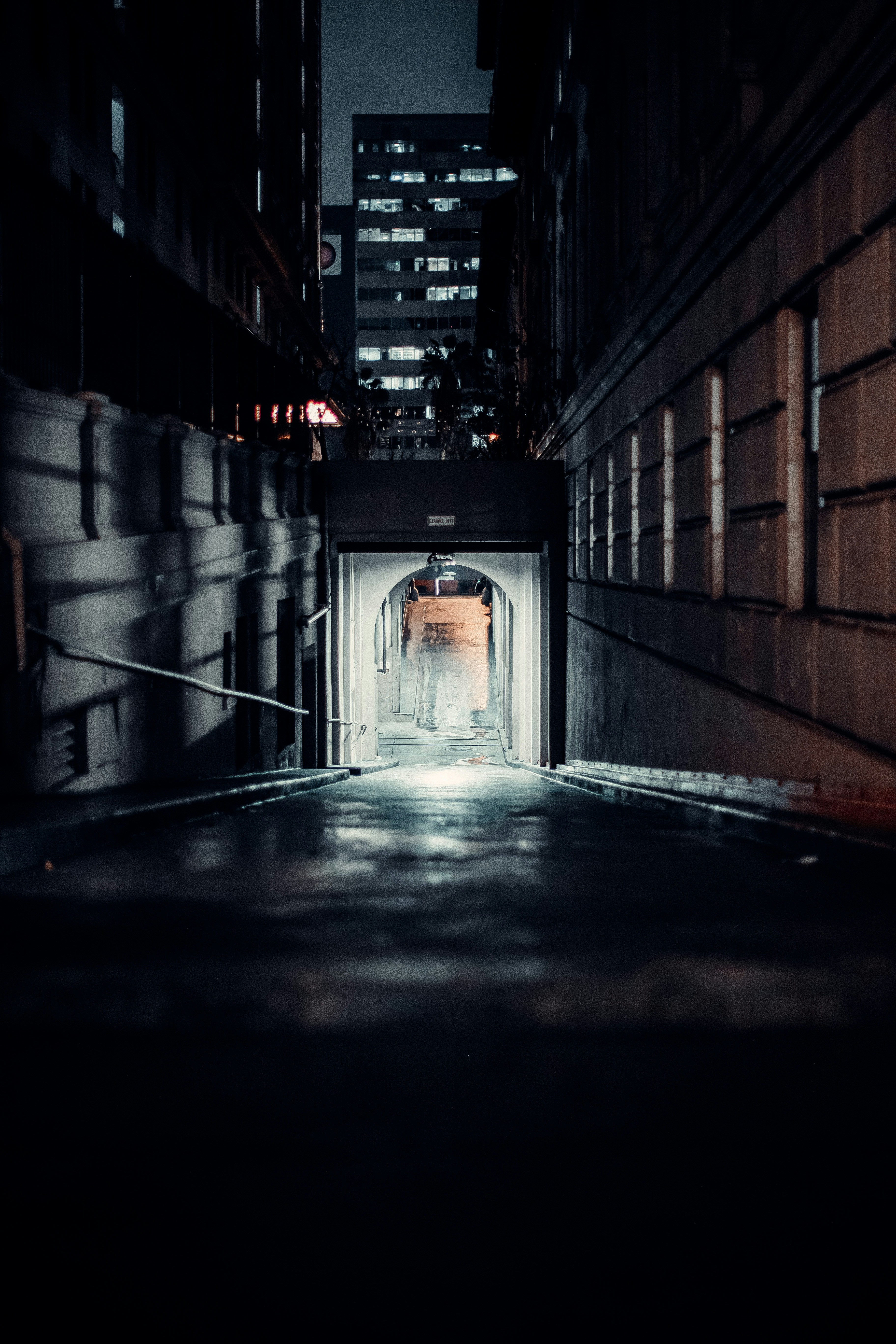 Midnight Corridor: A Neon-Silver Passage Through an Urban Gorge