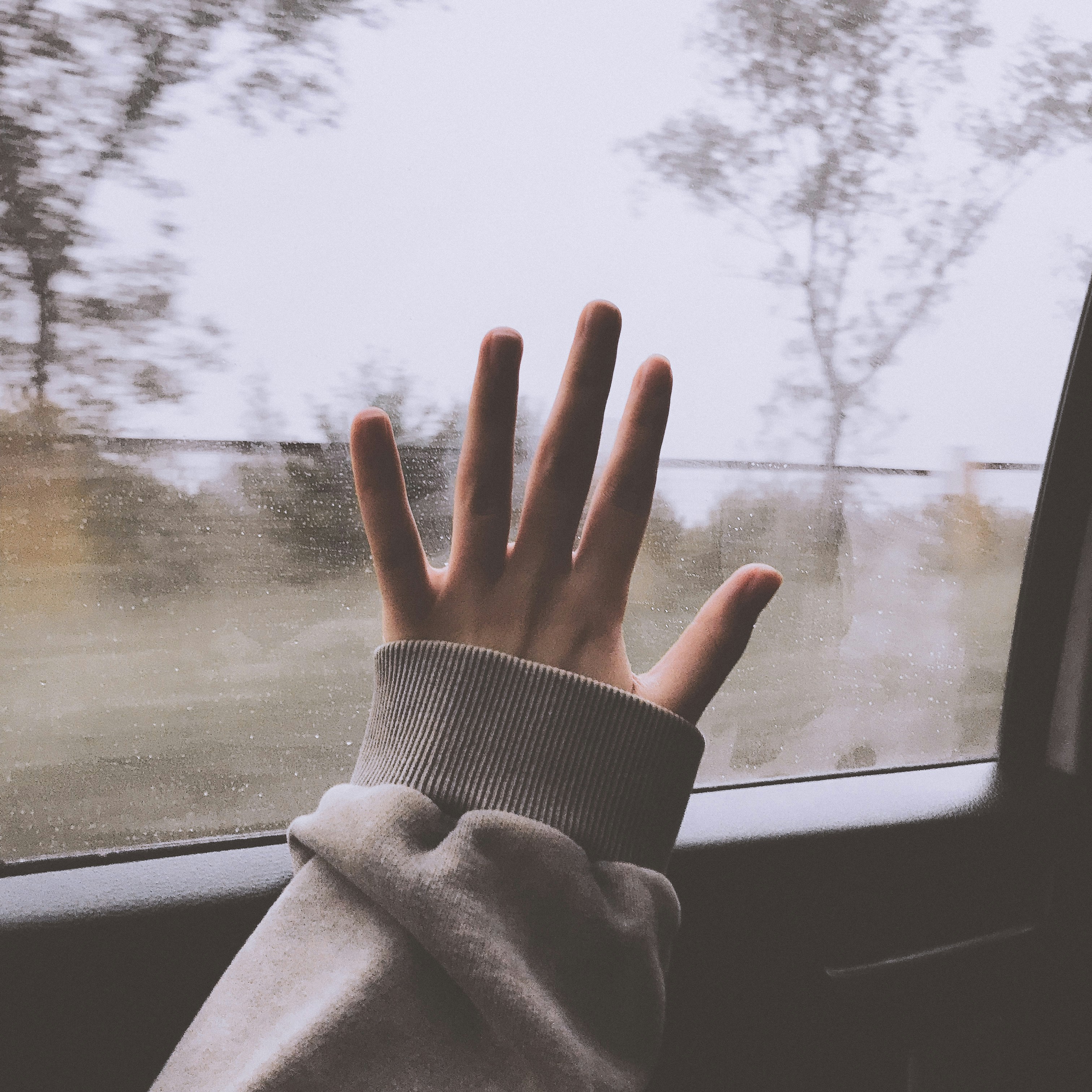 A person holding their hand out of a car window photo – Free Finger ...