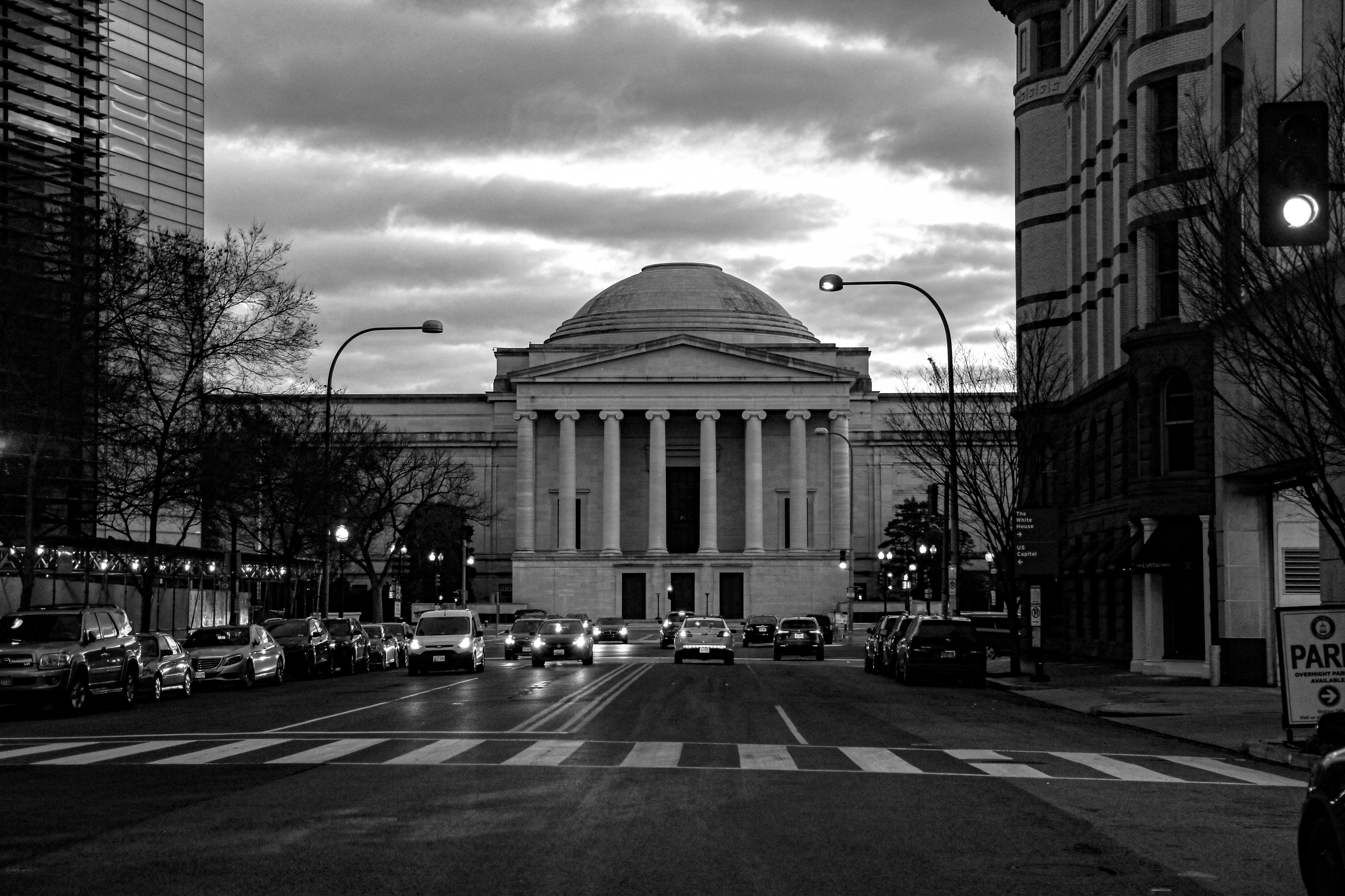 Monumental Axis: Street Leading to a Classical Facade
