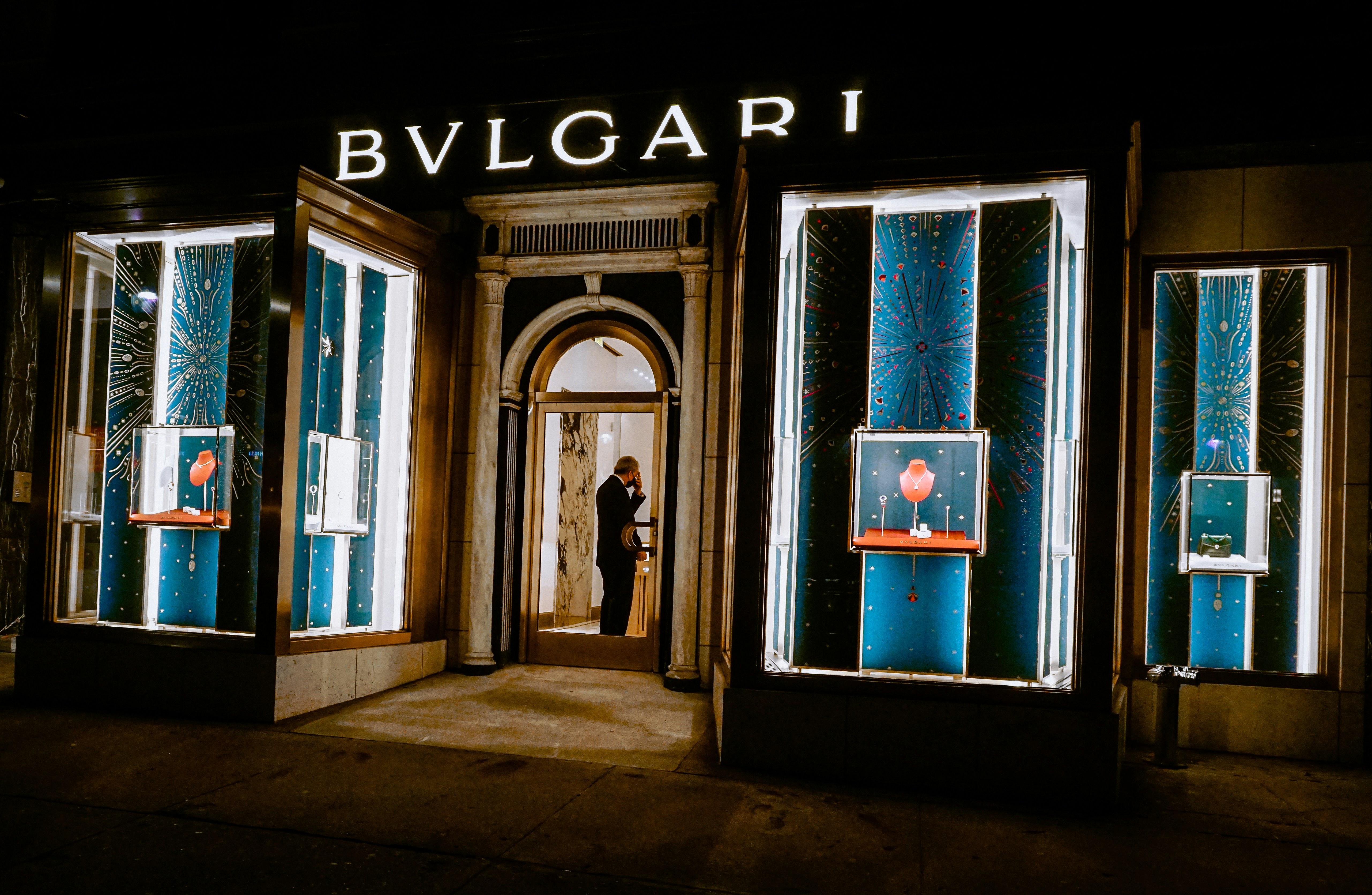 Nocturnal Elegance: BVLGARI's Festive Facade
