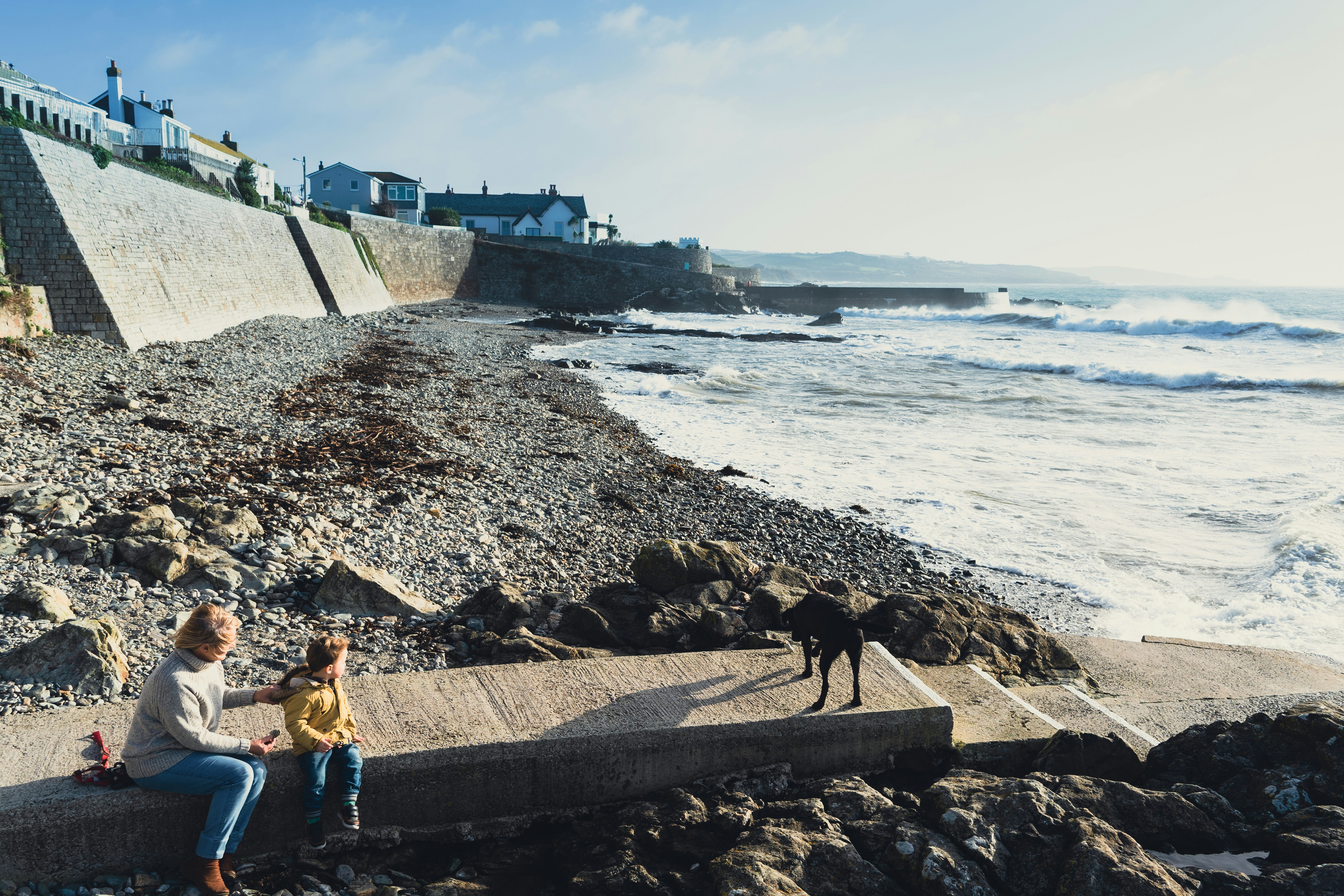 Coastal Quiet: Breakwater Afternoon with Kids and a Dog