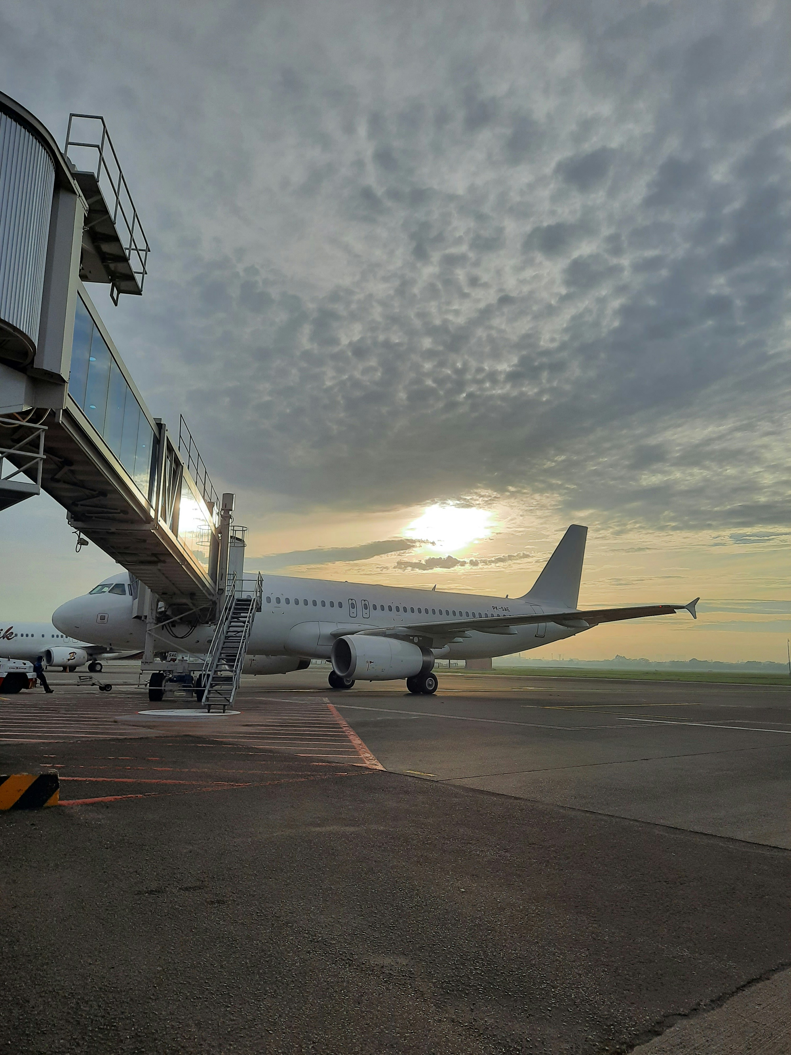 airbus a32-200 ceo on apron waiting to pushback 