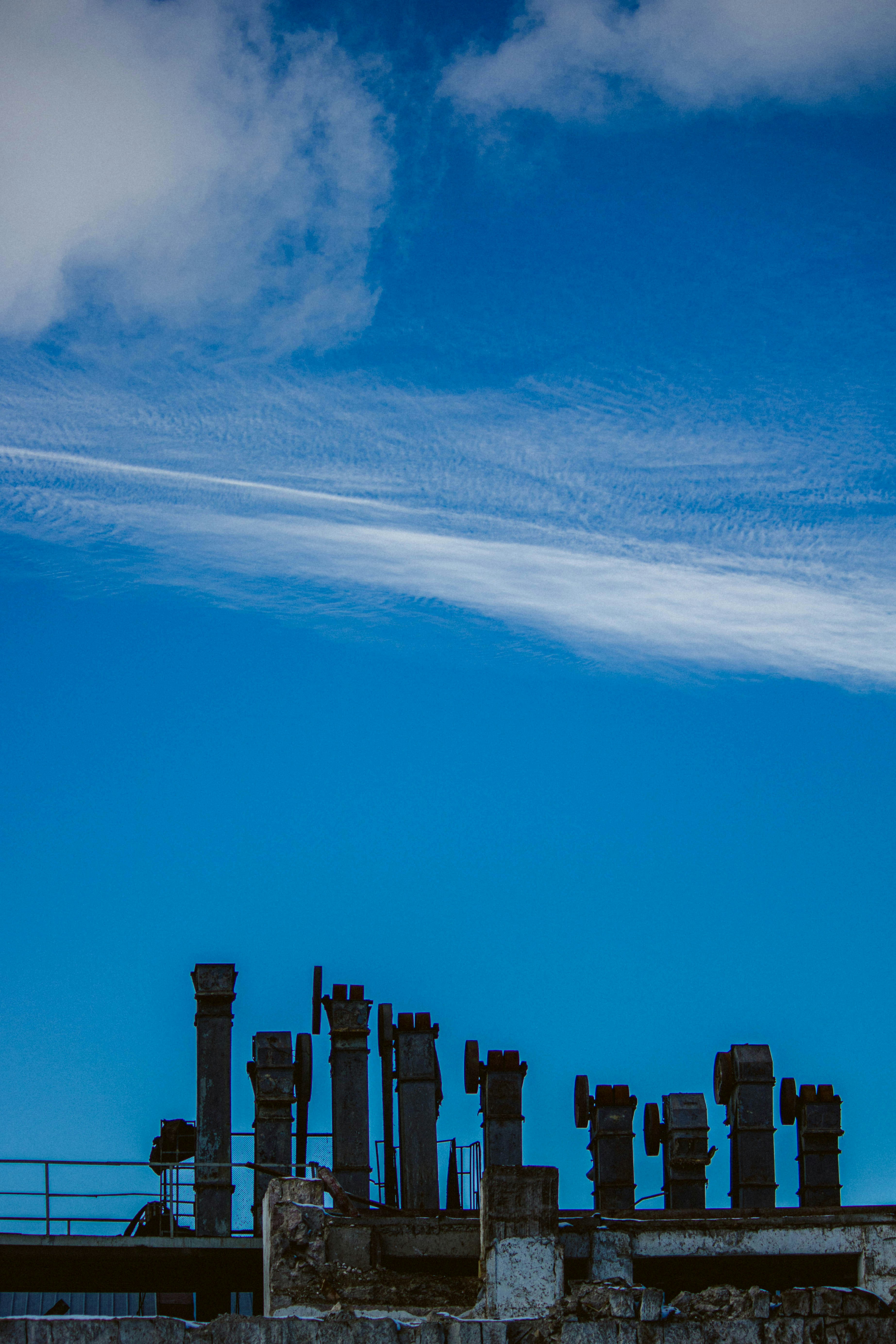 Chimneyline Against a Cerulean Sky