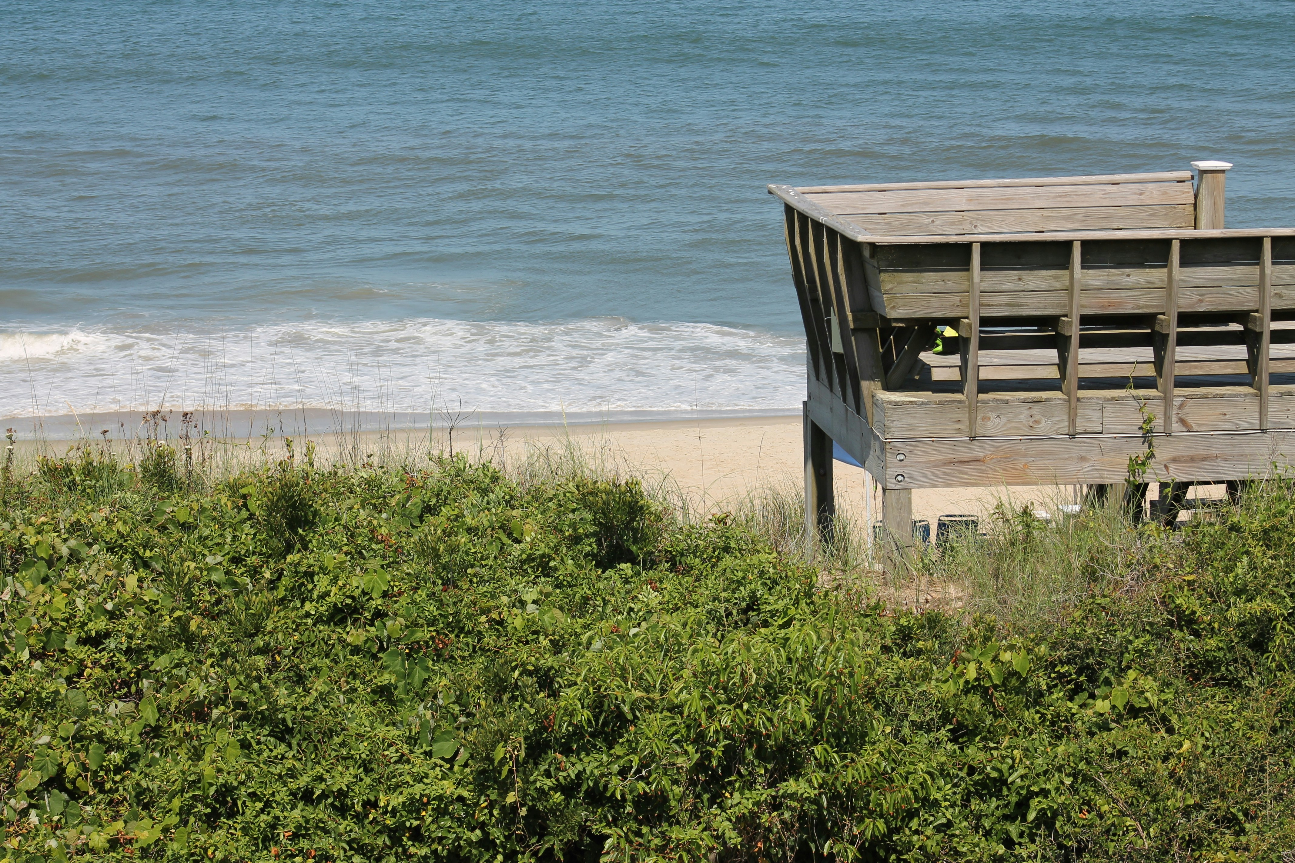 Weathered Coastal Deck Guarding a Quiet Seaside