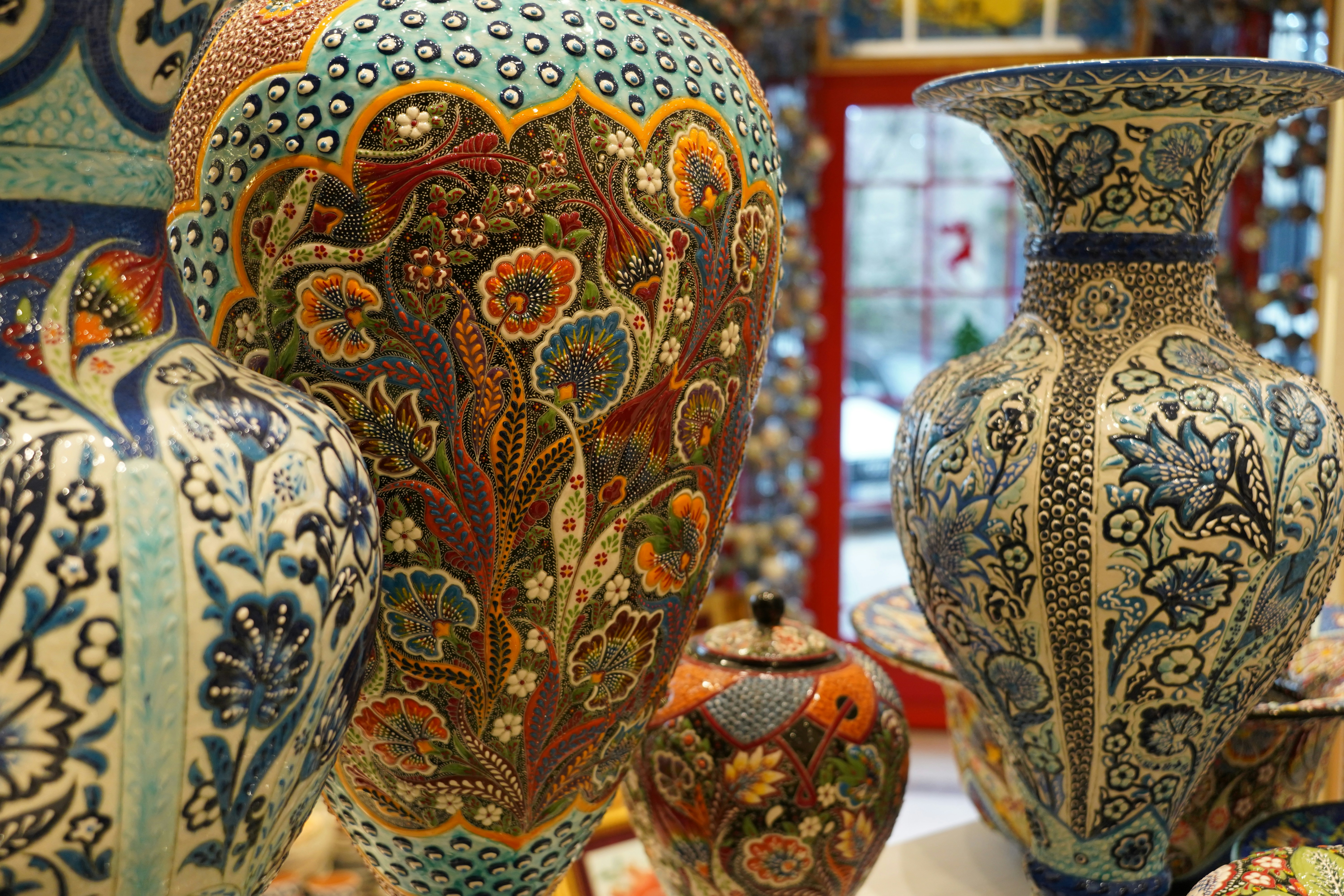 Vibrant Floral Mosaic: A Gallery of Painted Vases